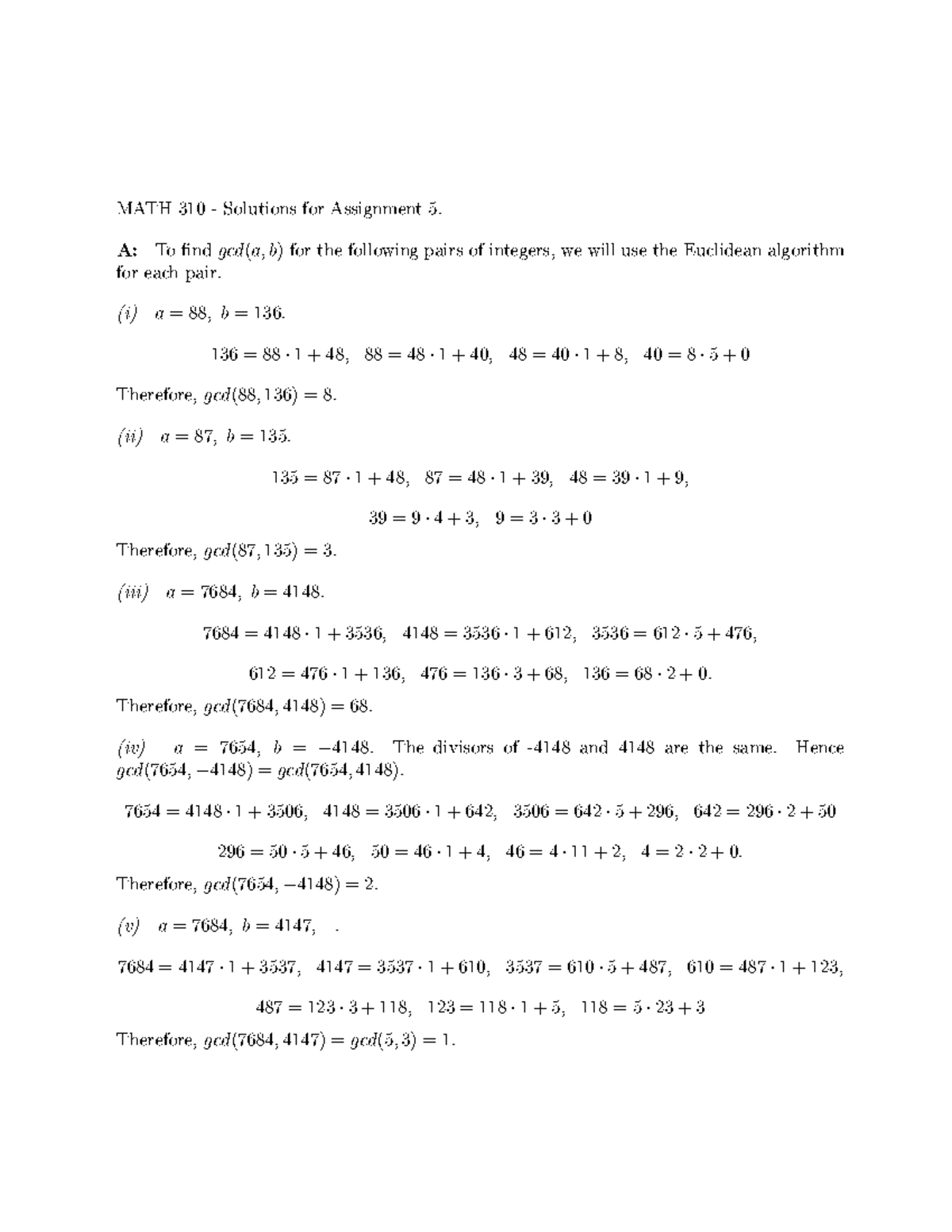 MATH310-Solutions 5 - mad101 - ☎ ☞☛ ★ - Studocu