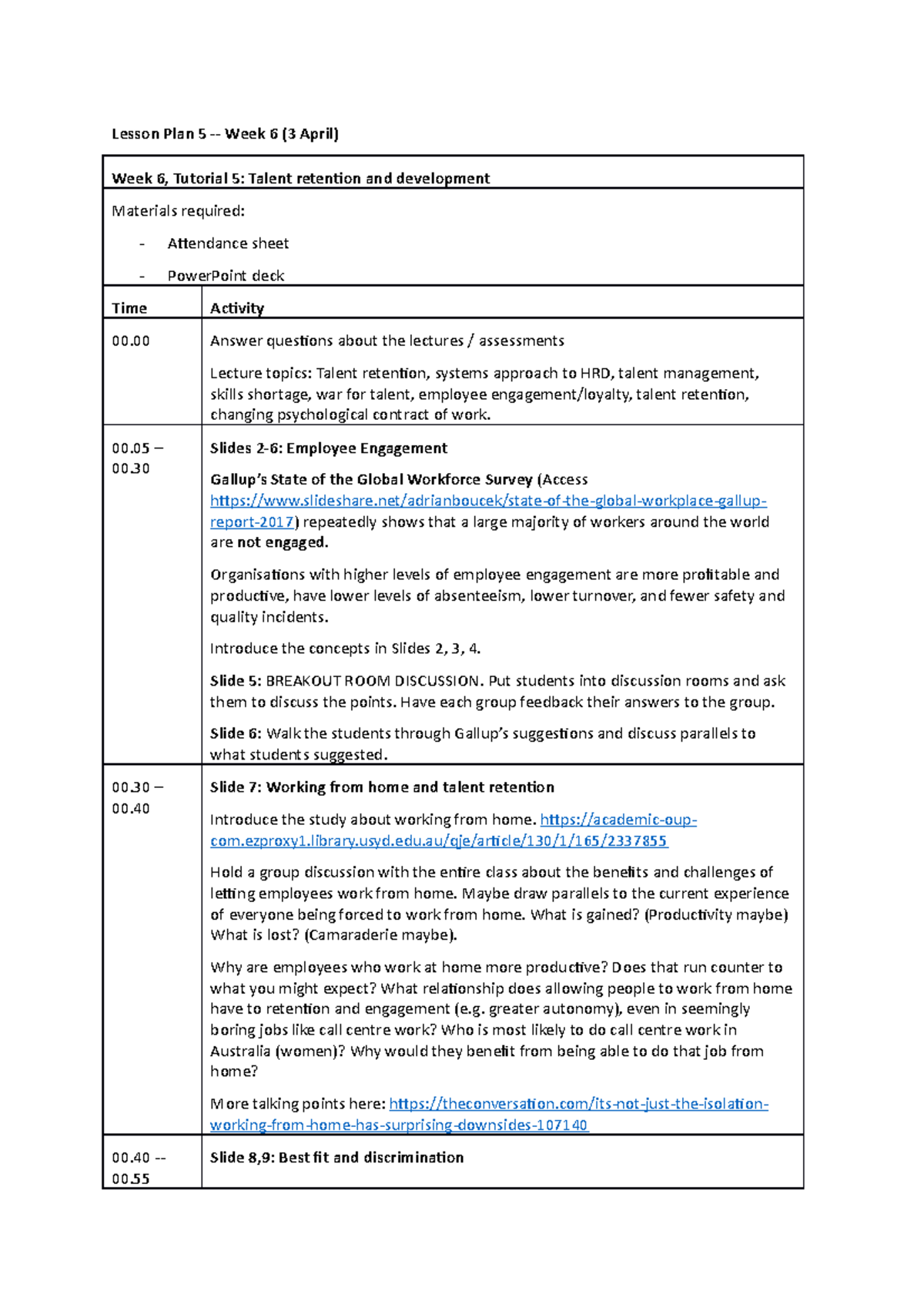 Lesson Plan Tutorial 5 Week 6 - Lesson Plan 5 - Week 6 (3 April) Week 6 ...