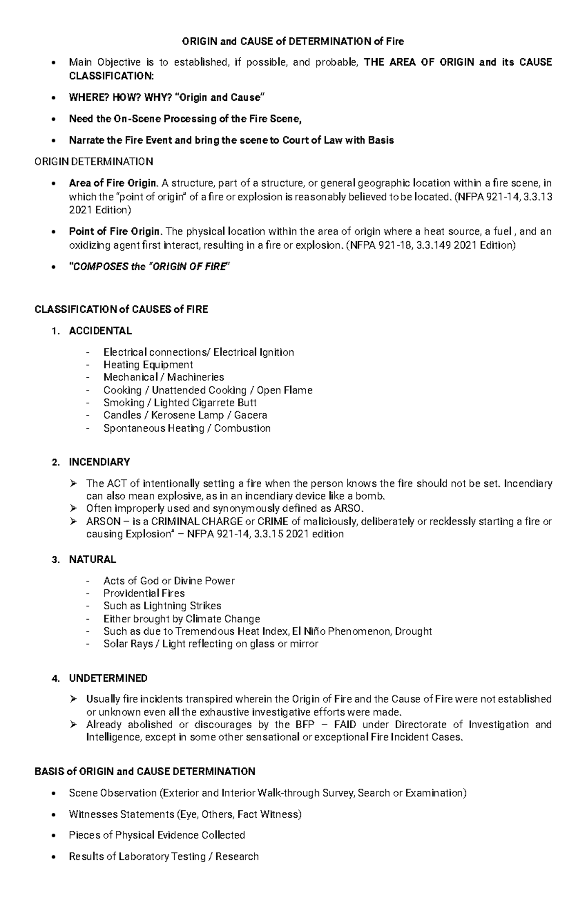 Origin and Cause of Determination of Fire - ORIGIN and CAUSE of ...