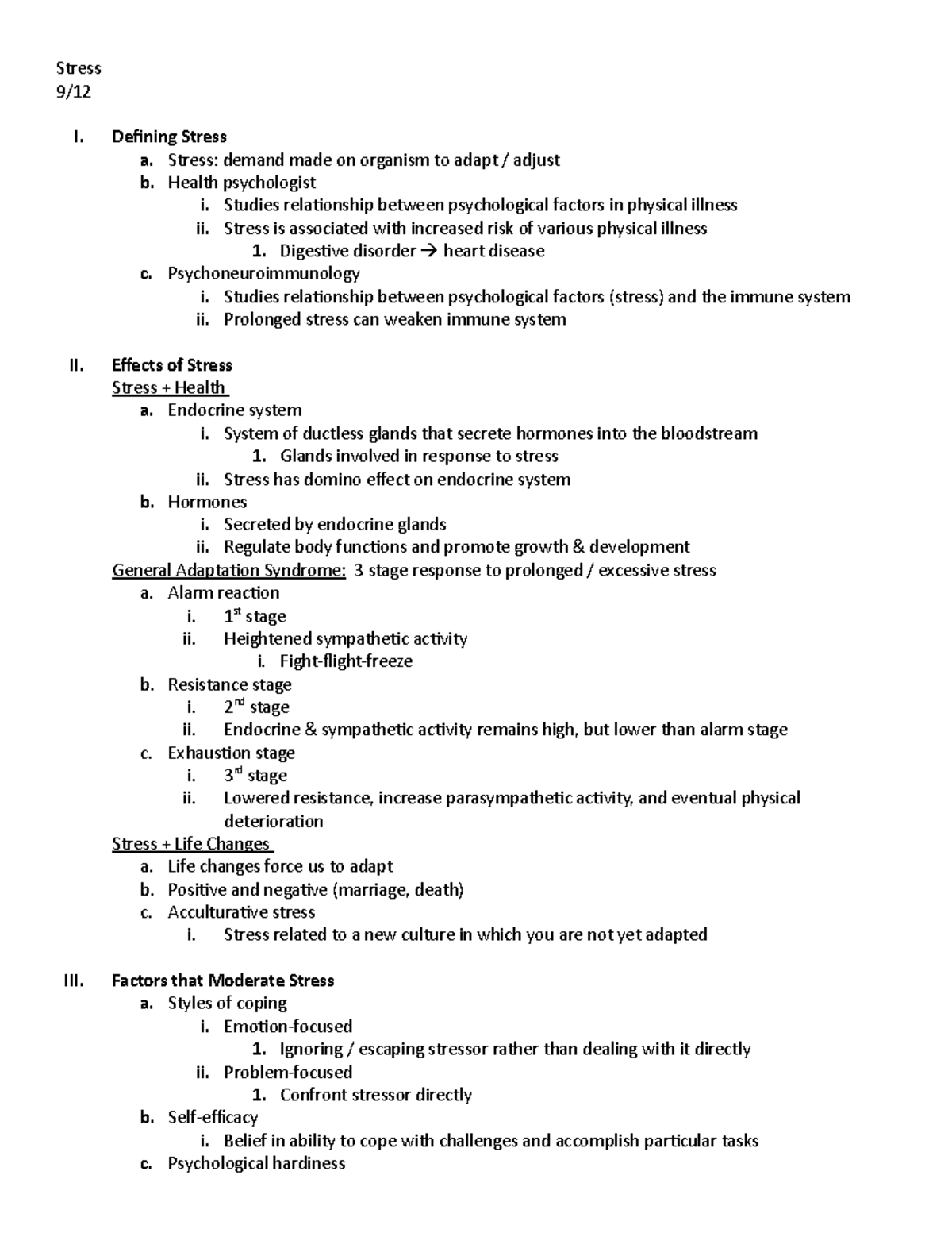 4- Stress - Lecture notes 4 - Stress 9/12 I. Defining Stress a. Stress ...