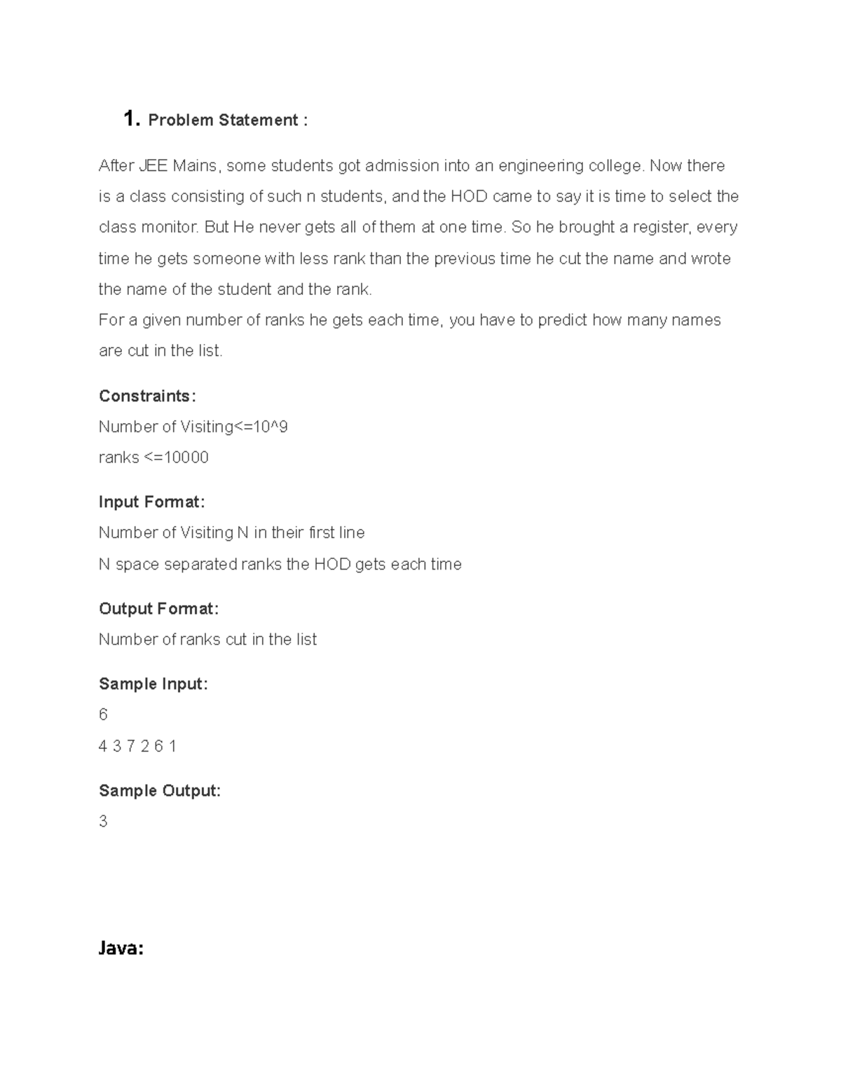 Coding - 1. Problem Statement : After JEE Mains, some students got ...