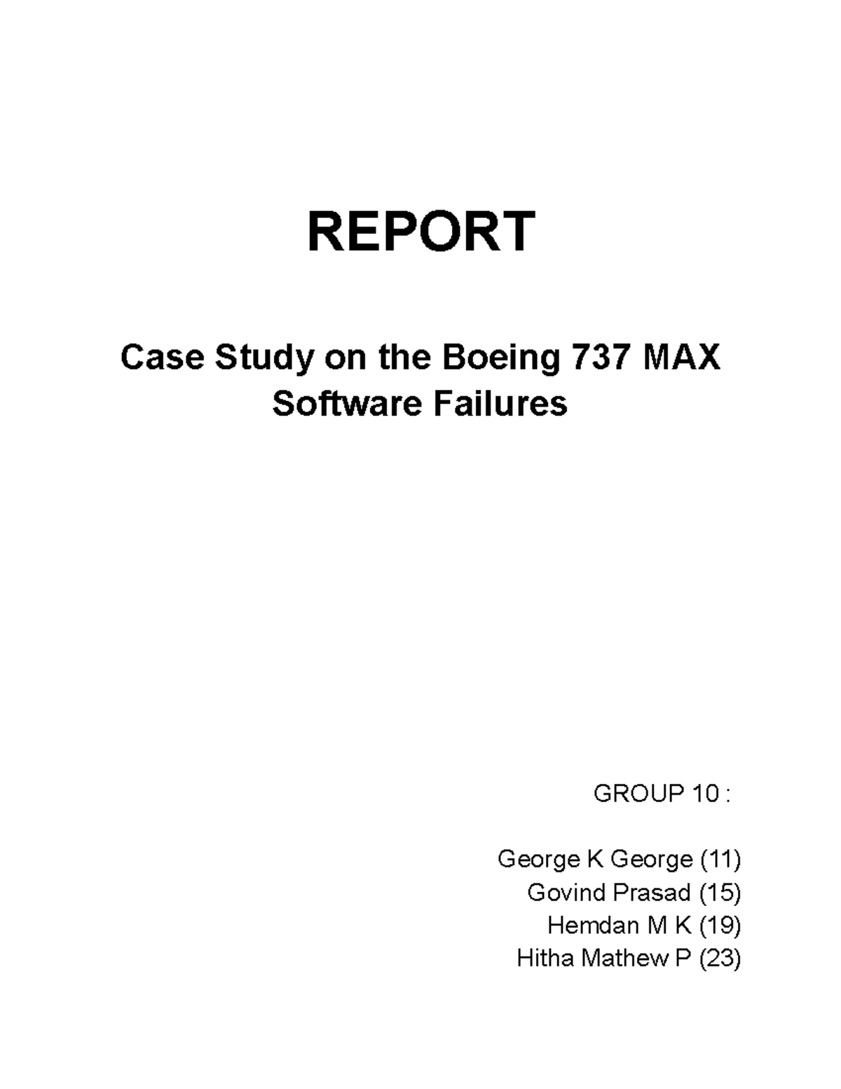 Report CSB Hitha Mathew P 23 - REPORT Case Study on the Boeing 737 MAX ...