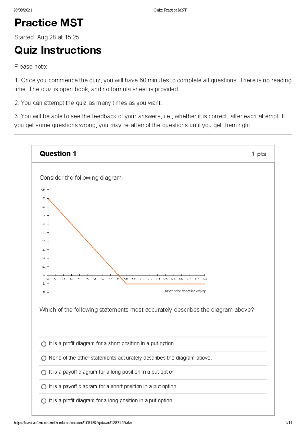 Quiz Practice MST - FNCE20005 - Unimelb - Studocu