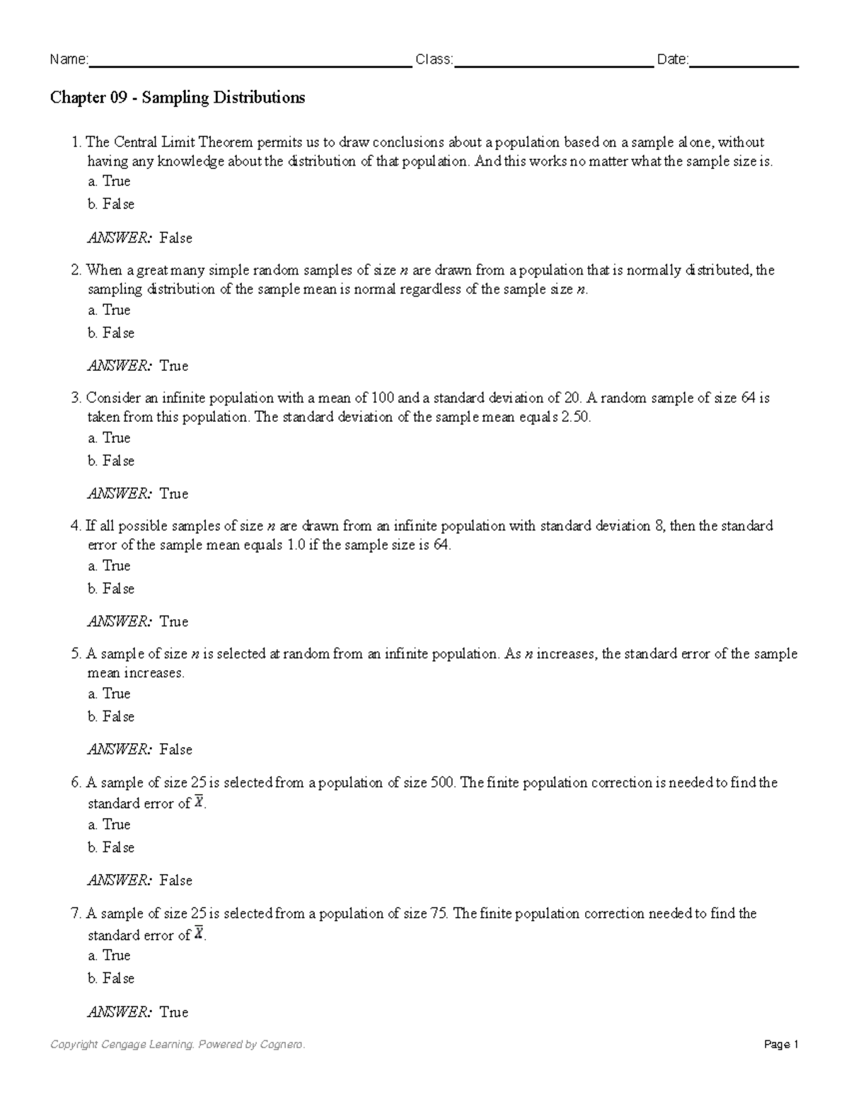 Chapter 09 Sampling Distributions - - Studocu