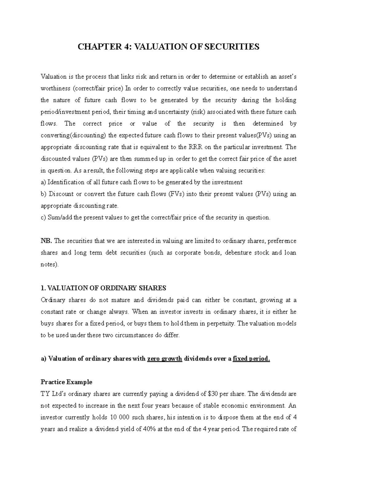 Chapter 4-Valuation of Securities - CHAPTER 4: VALUATION OF SECURITIES ...