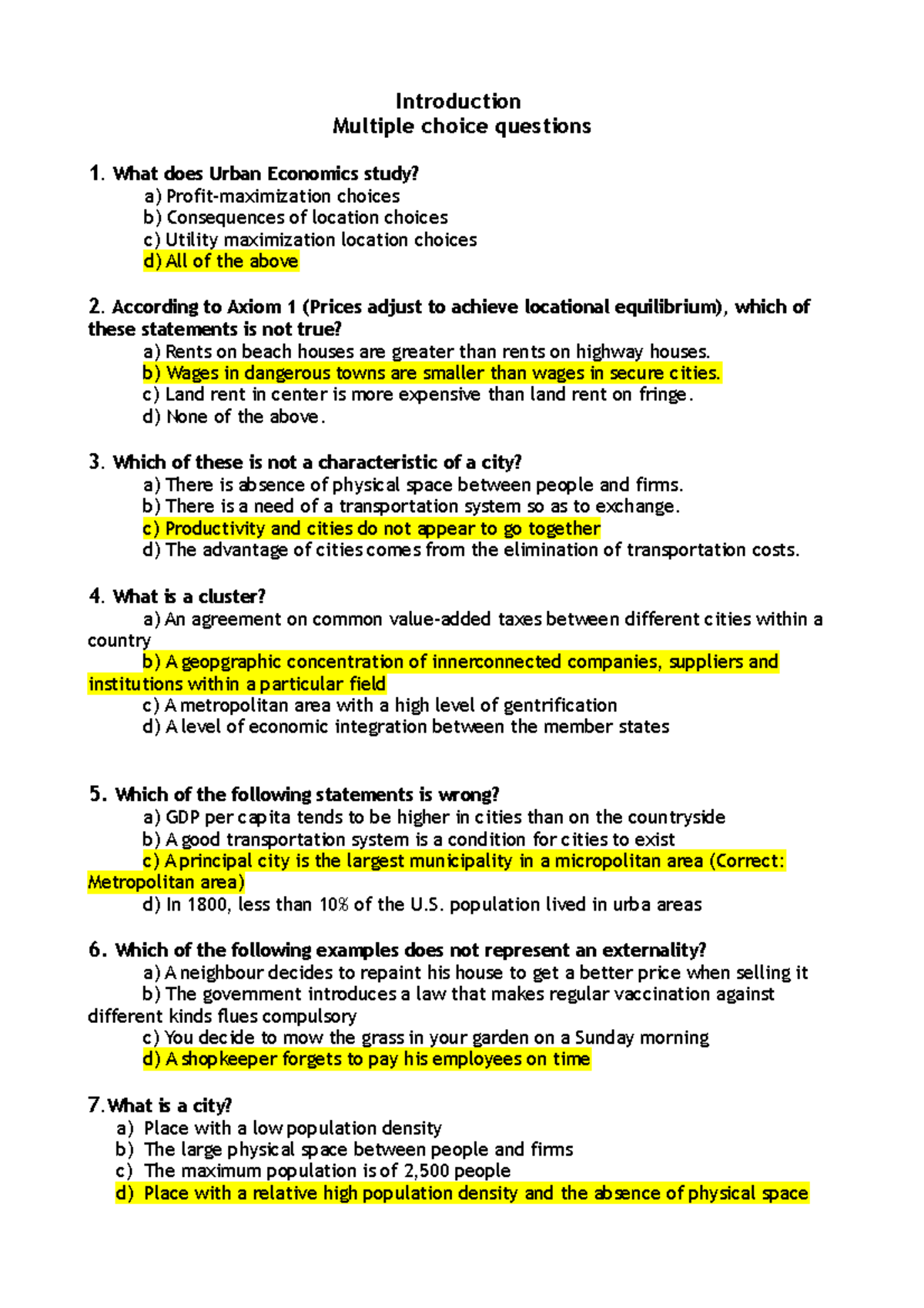 Seminar assignments - multiple choice questions - introduction ...