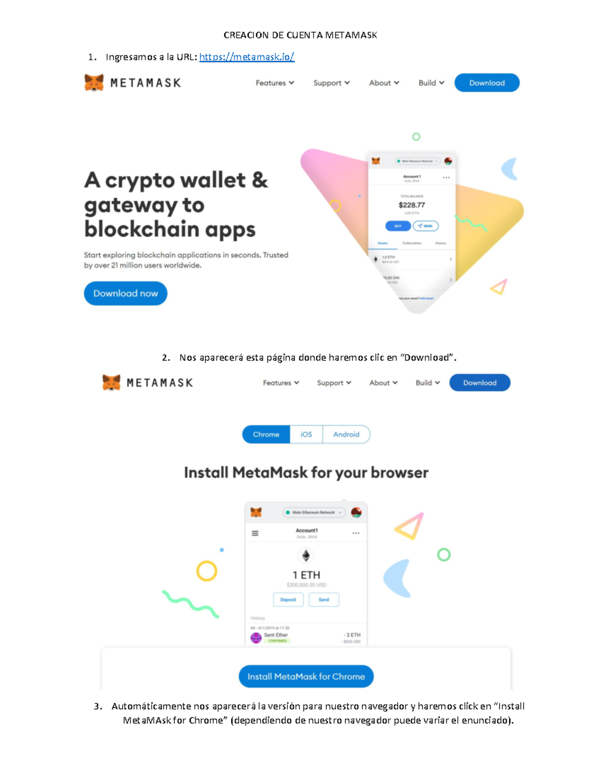 Creacion DE Cuenta Metamask - CREACION DE CUENTA METAMASK Ingresamos a ...
