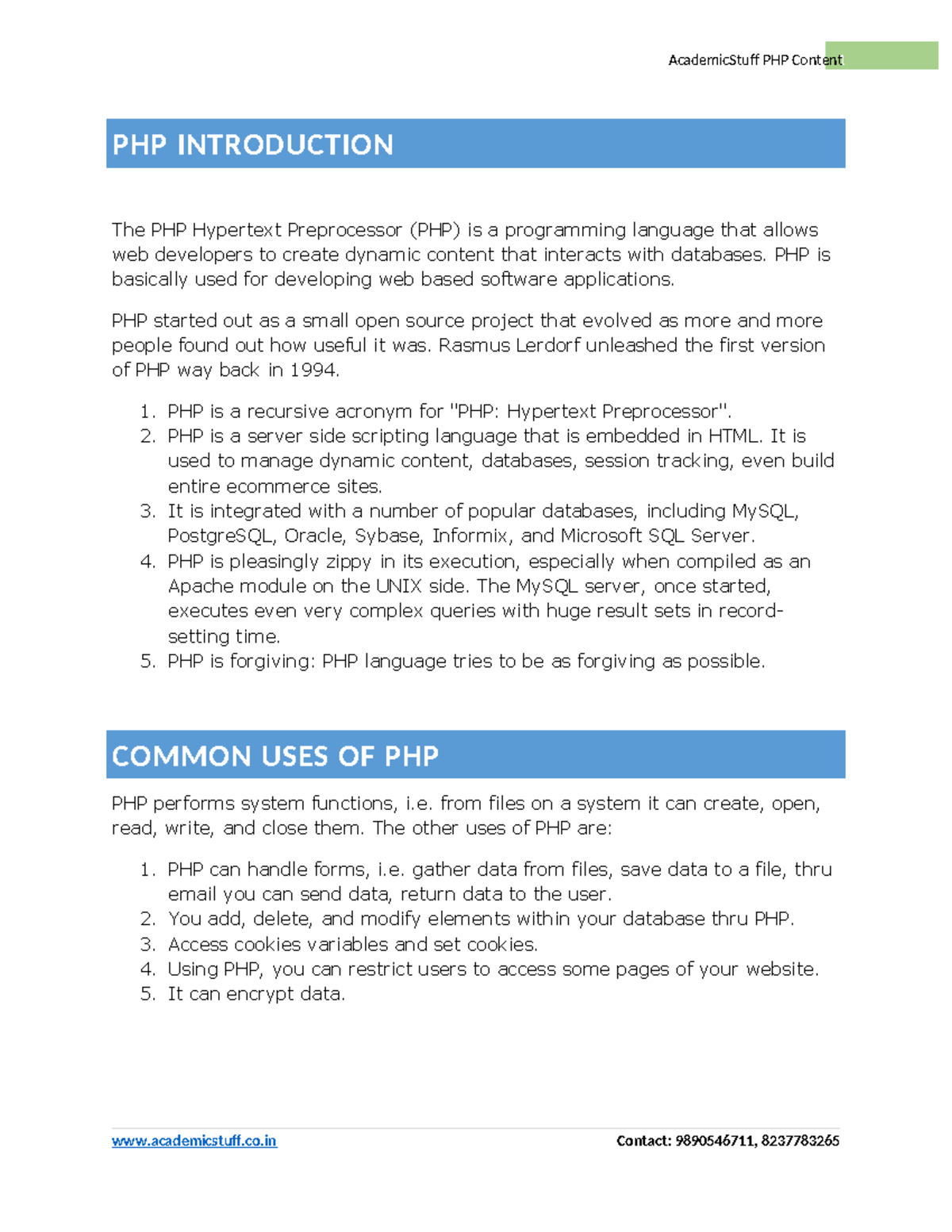 PHP- Academicstuff - So simple and easy to understand - PHP INTRODUCTION The PHP Hypertext - Studocu
