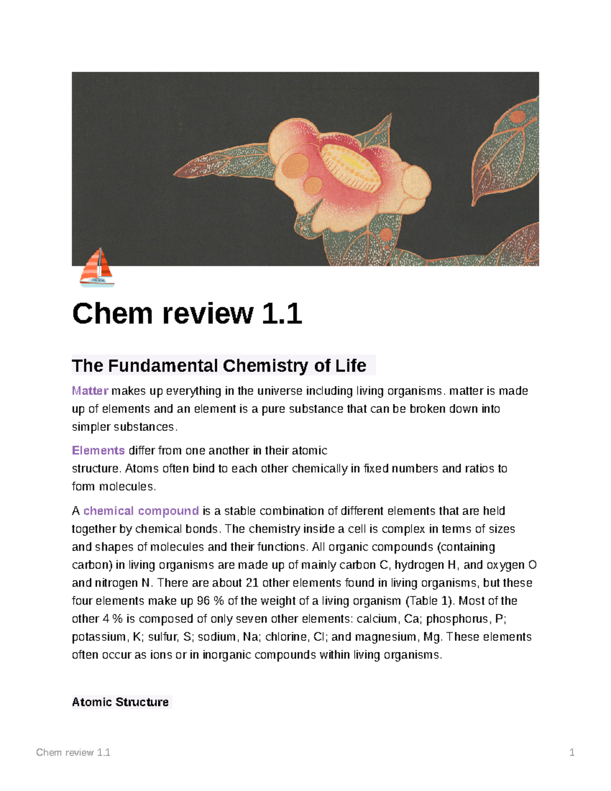 CHAPTER 1.1 Chem review - ⛵ Chem review 1. The Fundamental Chemistry of ...