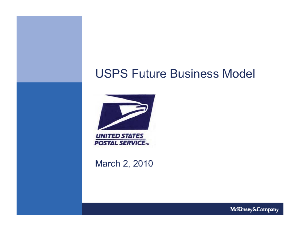 Mckinsey usps future bus model 2 - USPS Future Business Model March 2 ...