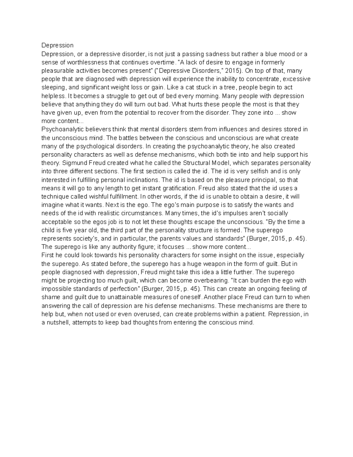 Depression The Psychological Theories Of Personality - Depression ...