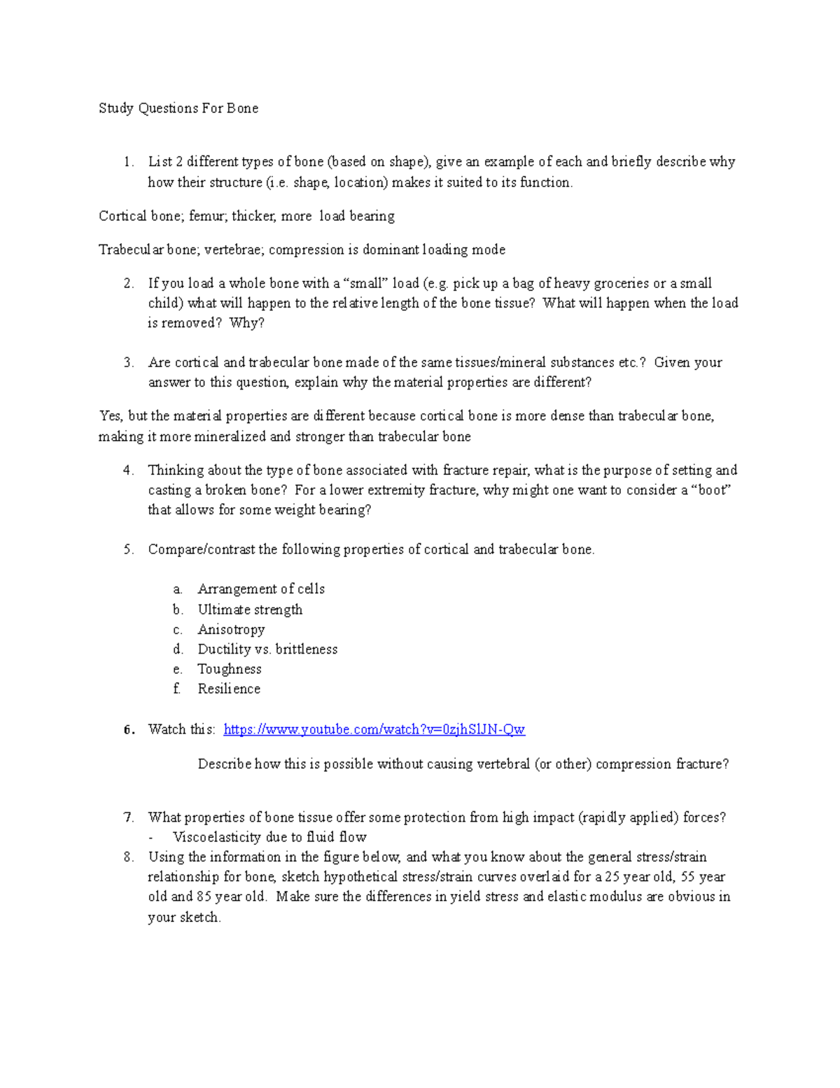 Bone Study Questions Study Questions For Bone List 2 Different Types