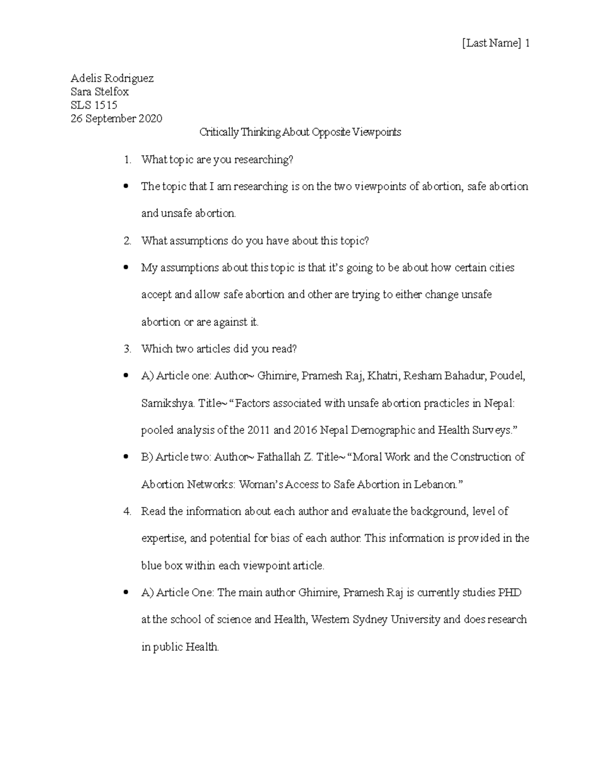 Critically Thinking About Opposite Viewpoints - What assumptions do you ...