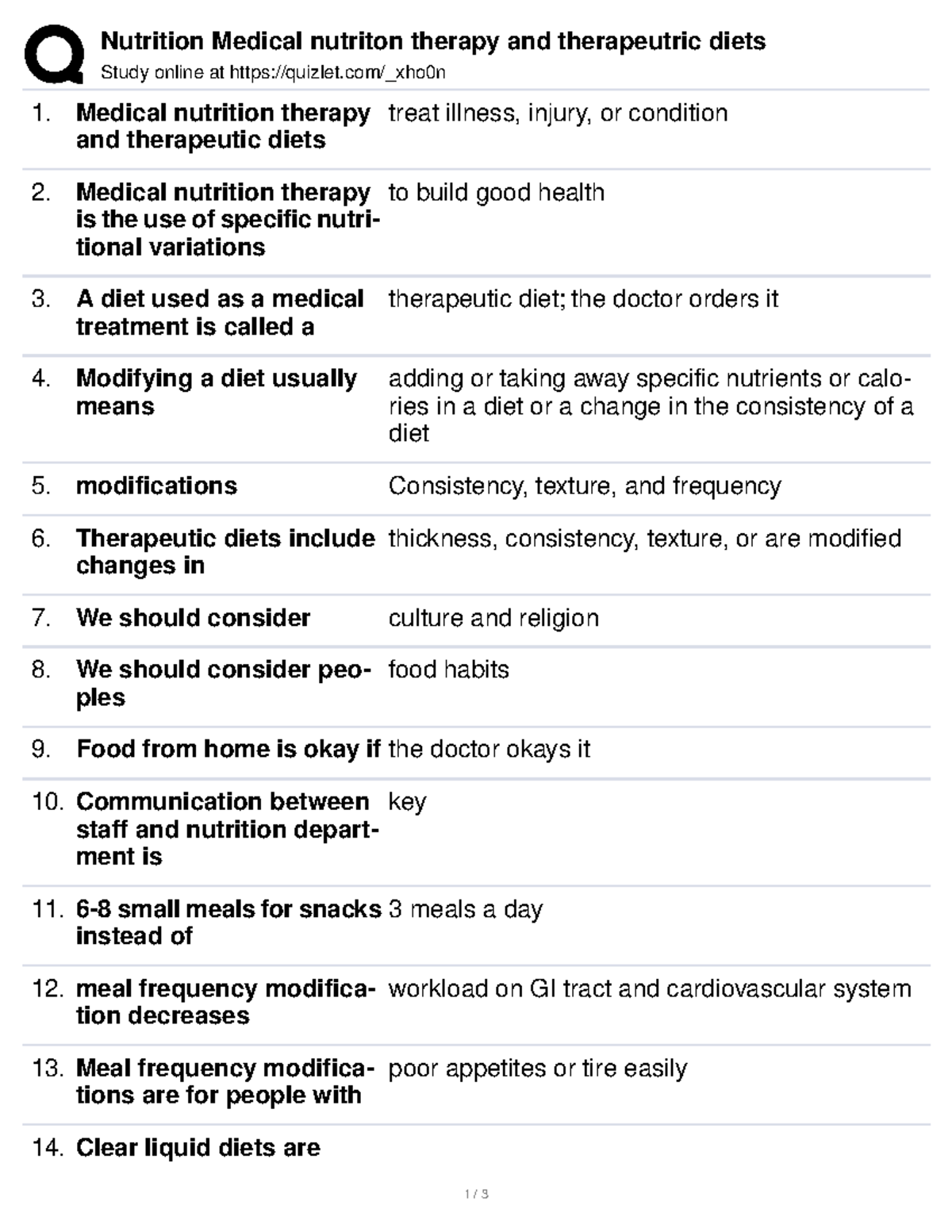 Nutrition Medical nutriton therapy and therapeutric diets - Studocu