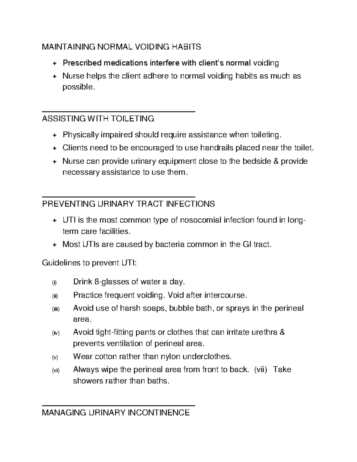 Maintaining Normal Voiding Habits - MAINTAINING NORMAL VOIDING HABITS ...