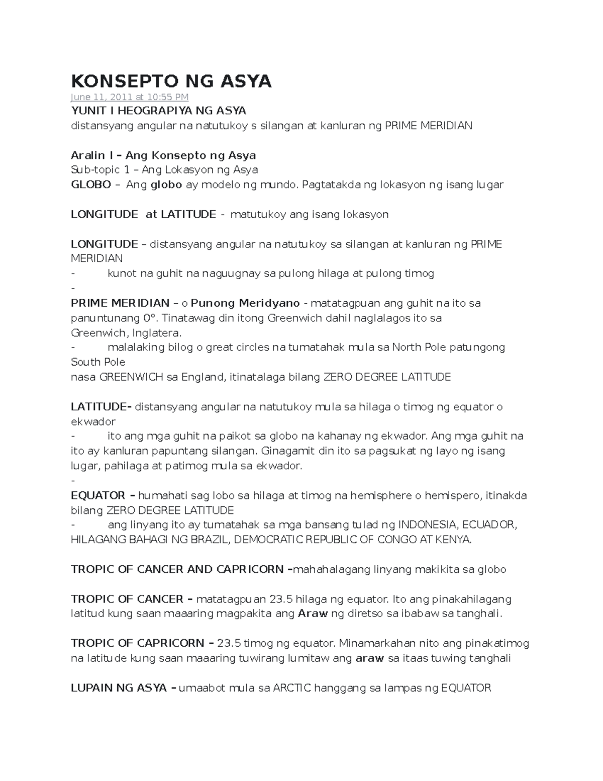 Konsepto NG ASYA - KONSEPTO NG ASYA June 11, 2011 at 10:55 PM YUNIT I ...
