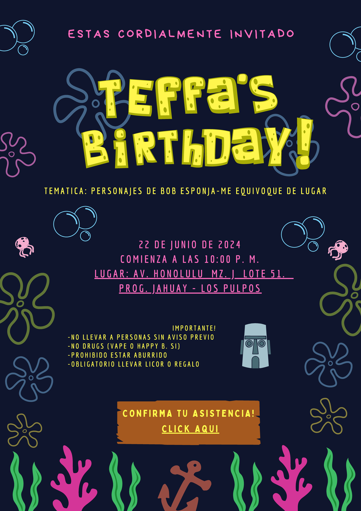 Invitacion Teffa - T E M A T I C A : P E R S O N A J E S D E B O B E S ...