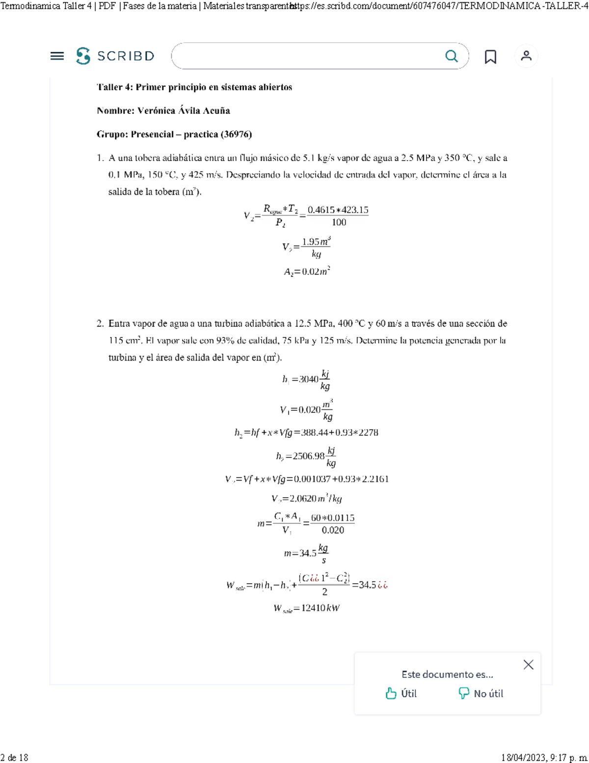 Taller Termo - ...dhfghj - Fisica Calor Y Ondas - Studocu