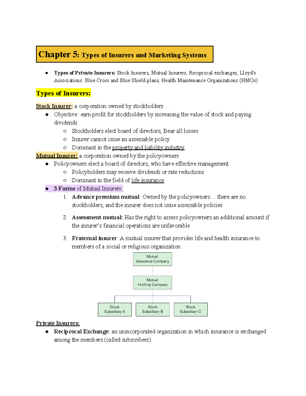 Principles of Risk Management and Insurance Chapters 5-9 Notes ...