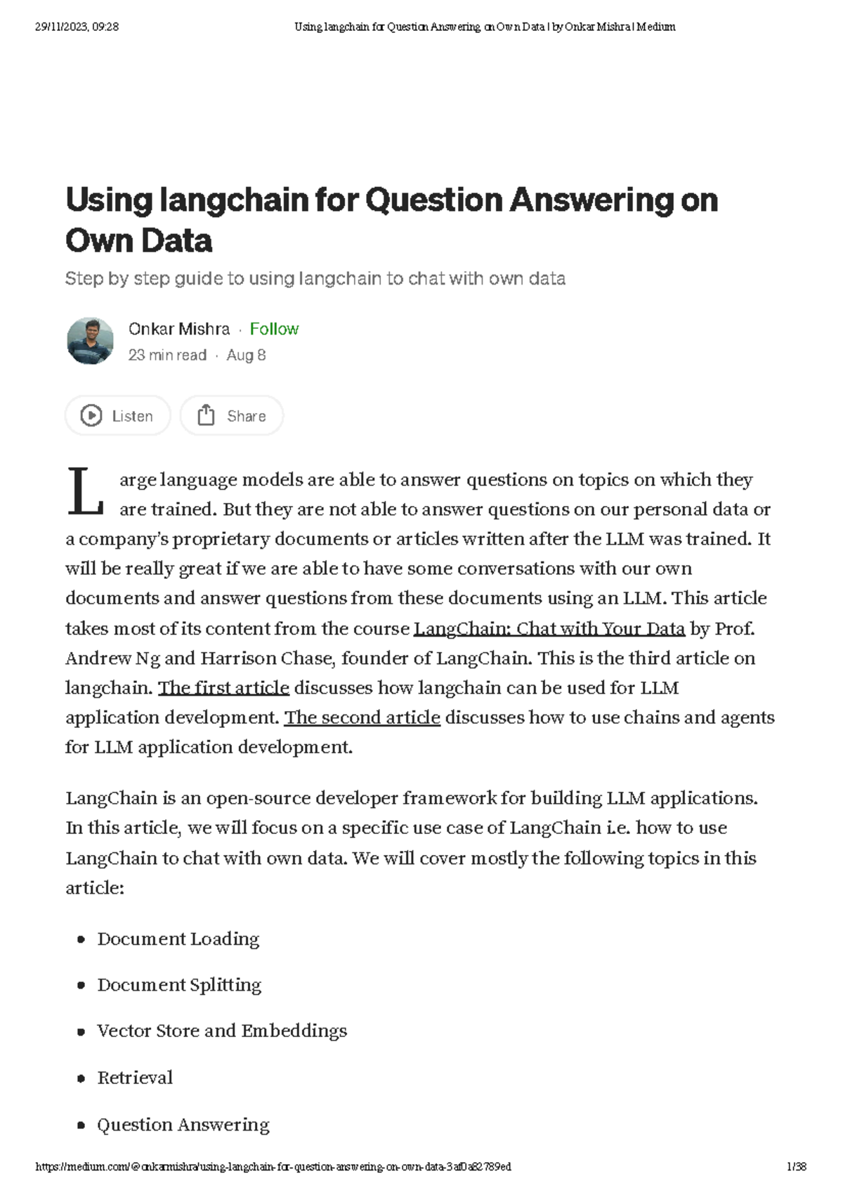 Using langchain for Question Answering - But they are not able to answer questions on our ...