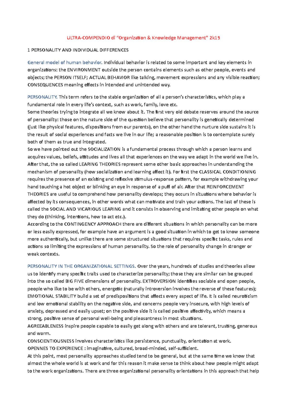 Compendio Organization & Knowledge Management - ULTRA-COMPENDIO di “Organization & Knowledge ...