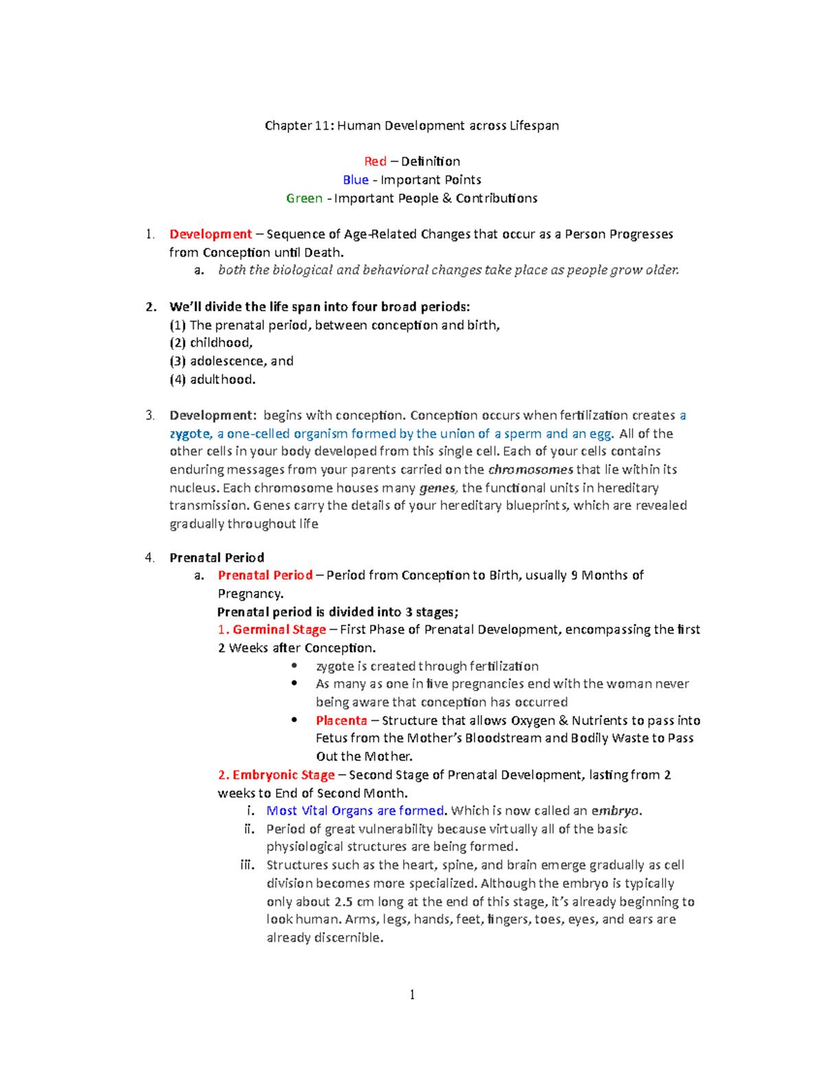 Chapter 11 - textbook notes - Chapter 11: Human Development across ...
