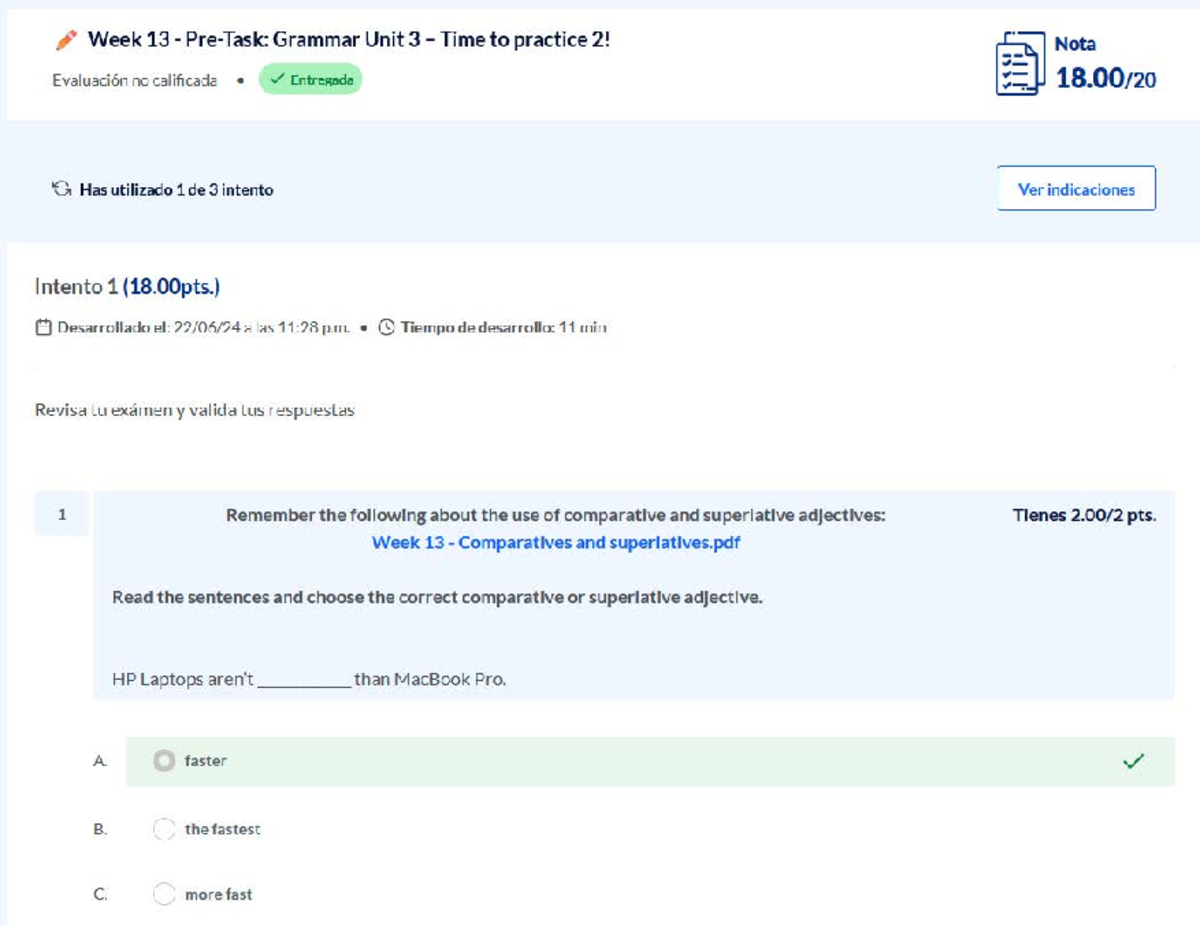 Week 13 - Pre-Task Grammar Unit 3 – Time to practice 2 - Week 13 ...