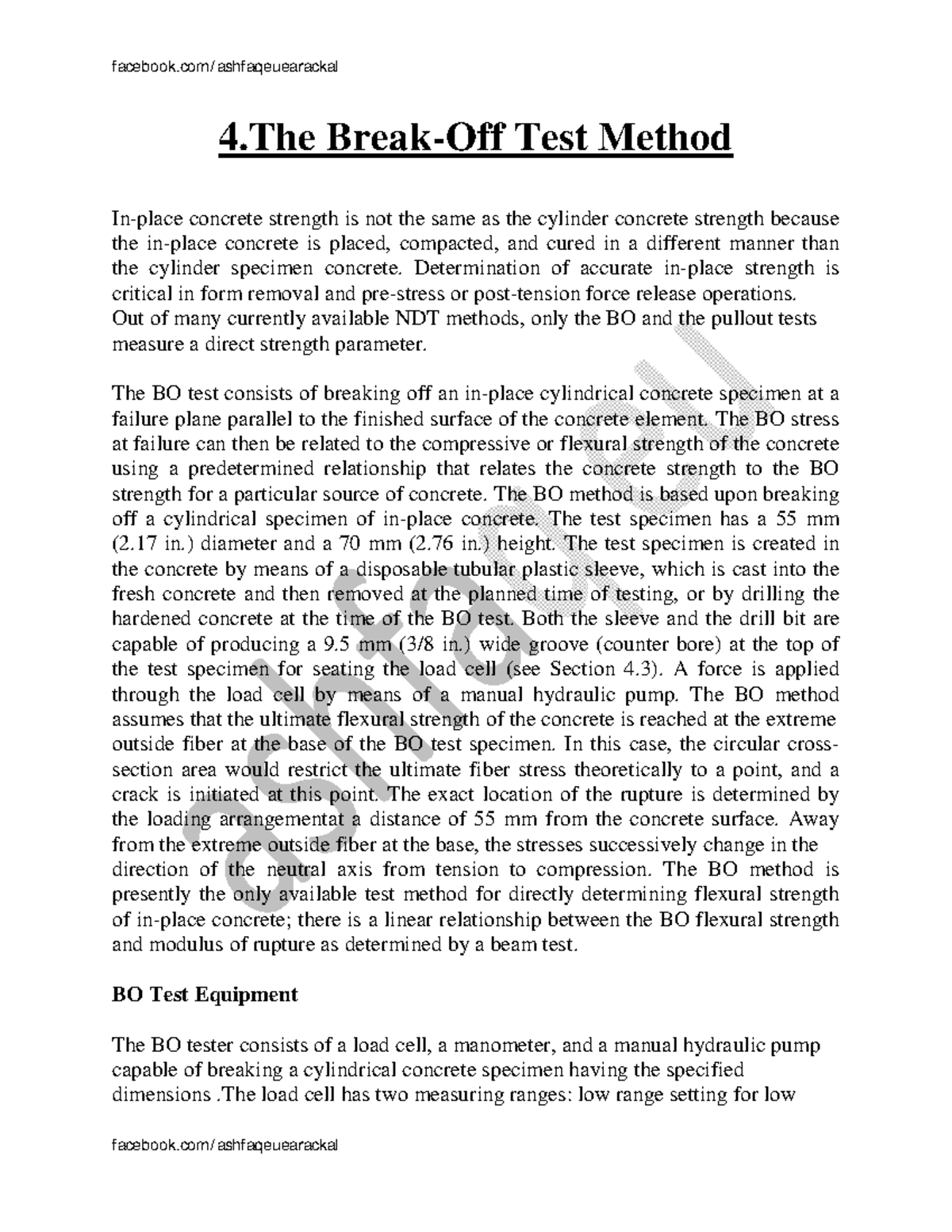4.The Break-Off Test Method - 4 Break-Off Test Method In-place concrete ...