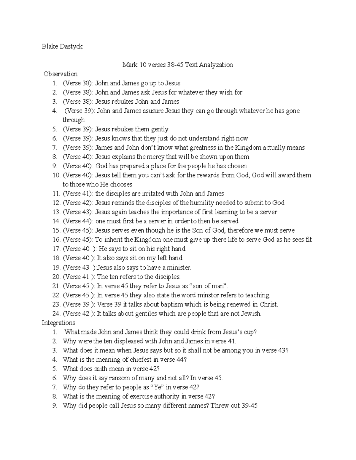 Bible project annalyizning text 2 - Blake Dastyck Mark 10 verses 38-45 ...