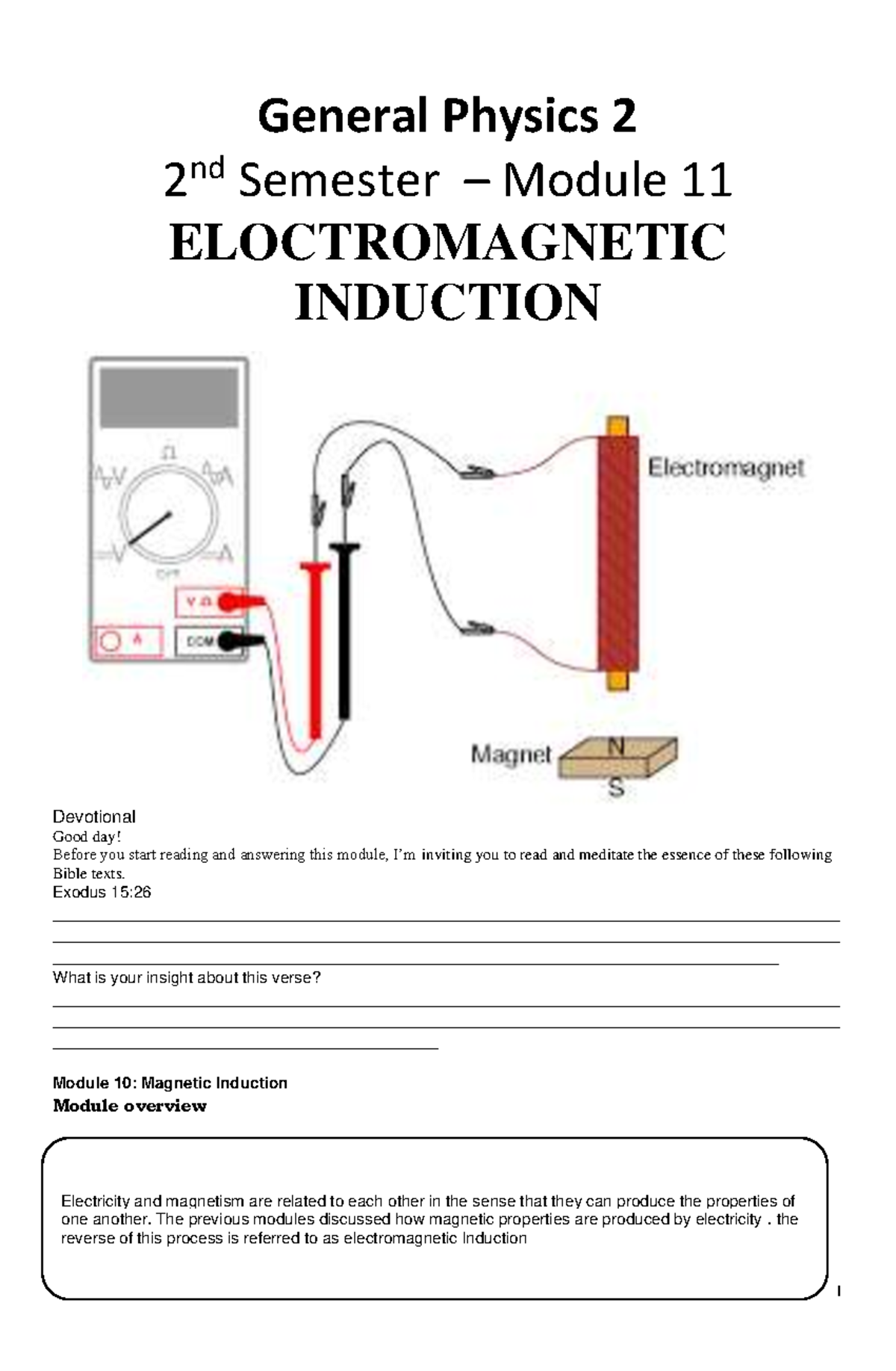 Genersl Physics Eloctromagnetic Induction - General Physics 2 2 nd ...