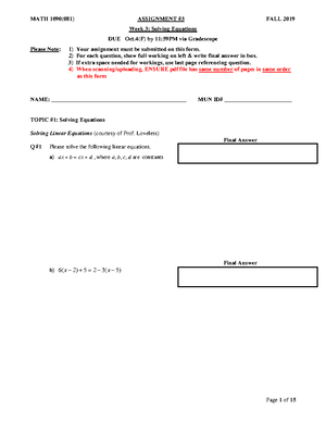 Assignment 4 Math 1090 - Professor: Tarun Sheel - Assignment- Fall 2019 ...
