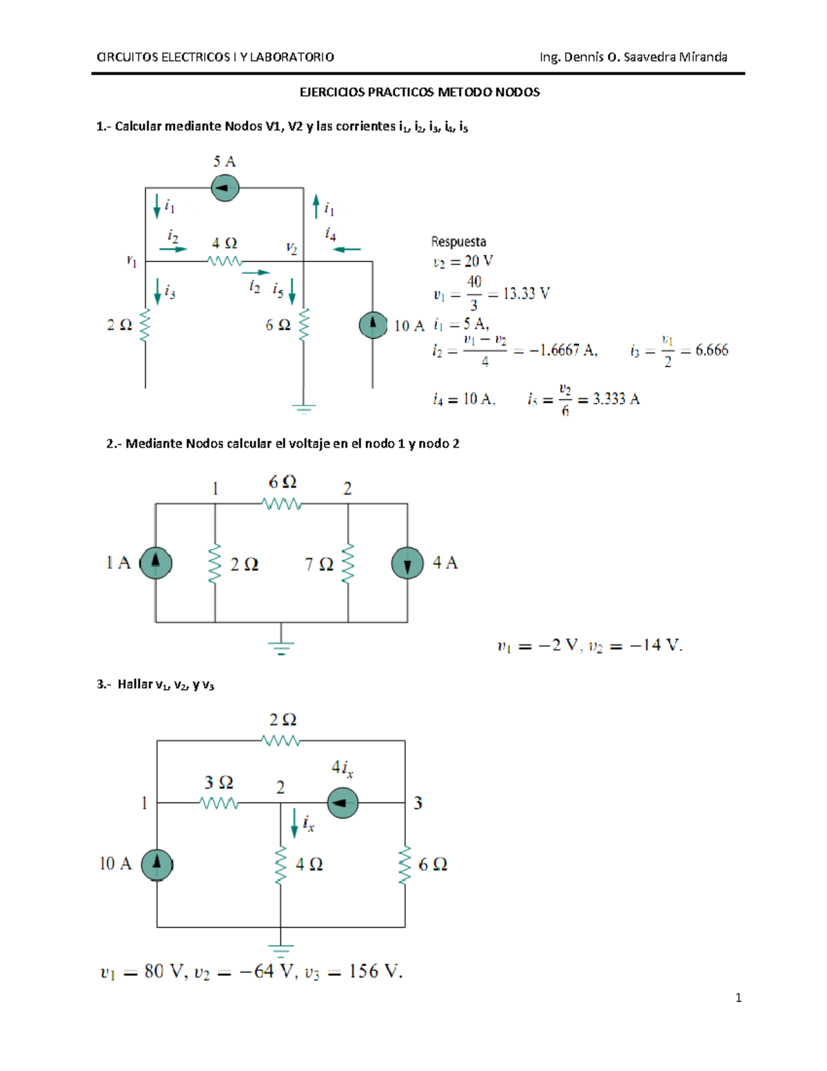 04.3 Practica Metodo Nodos - EJERCICIOS PRACTICOS METODO NODOS 1 ...