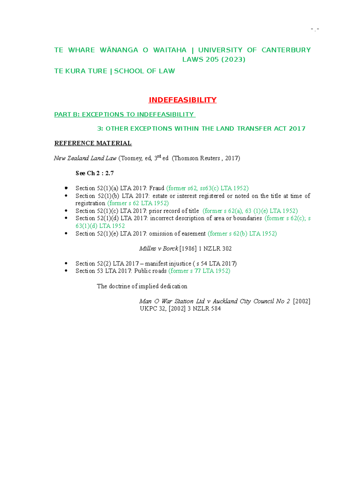 Handout for Other Exceptions within the Land Transfer Act 2017 - The ...