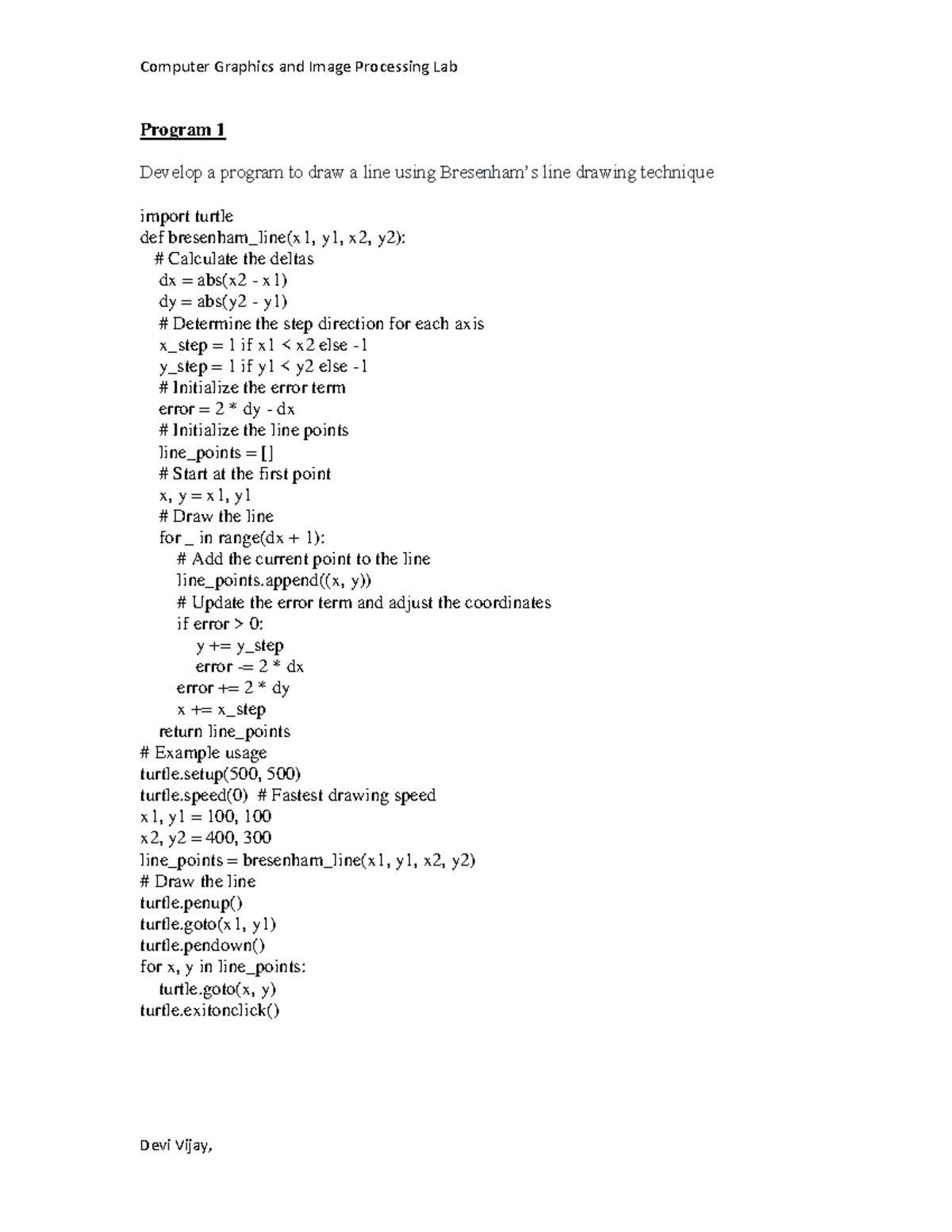 Cg manual pdf - good - Program 1 Develop a program to draw a line using ...