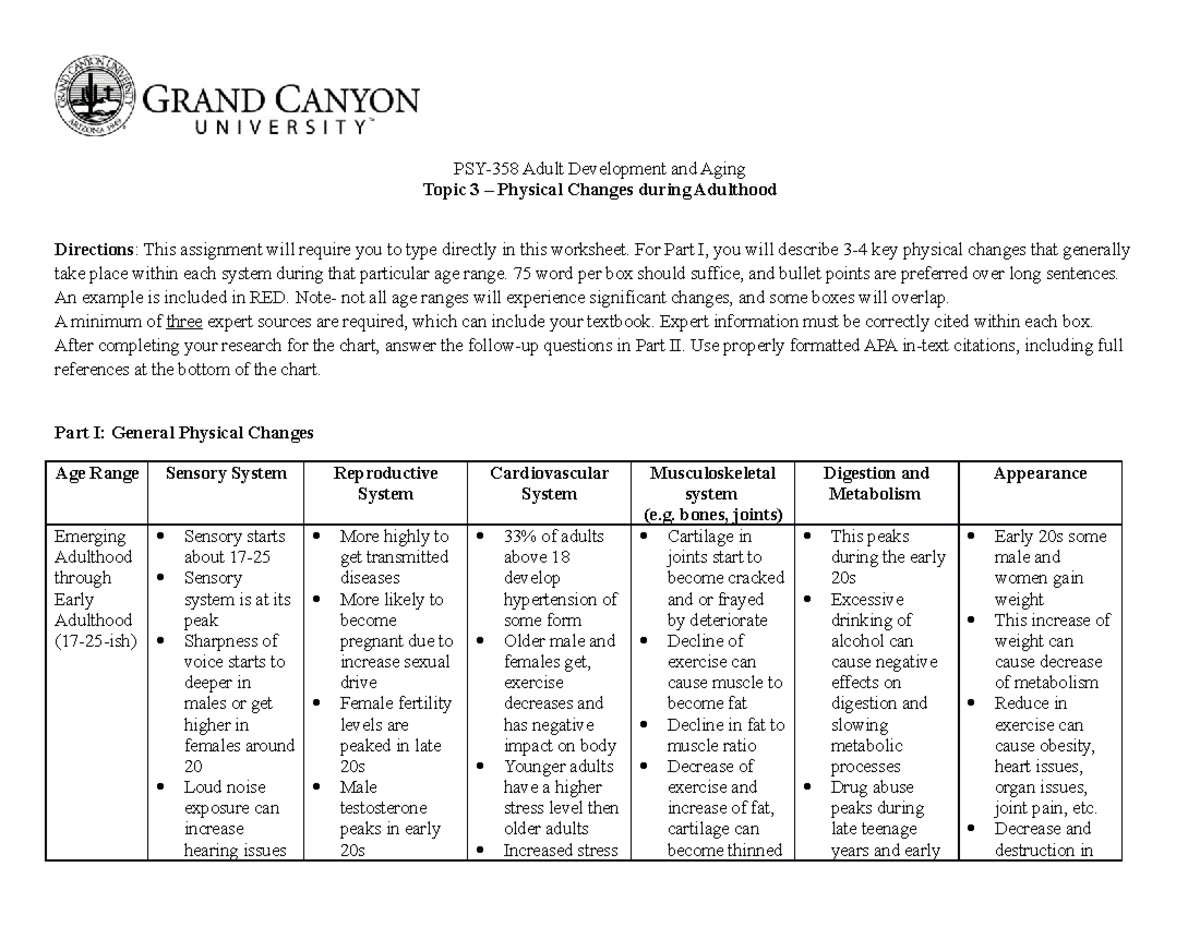 PSY358-RS-Physical System Changes - PSY-358 Adult Development and Aging Topic 3 – Physical ...