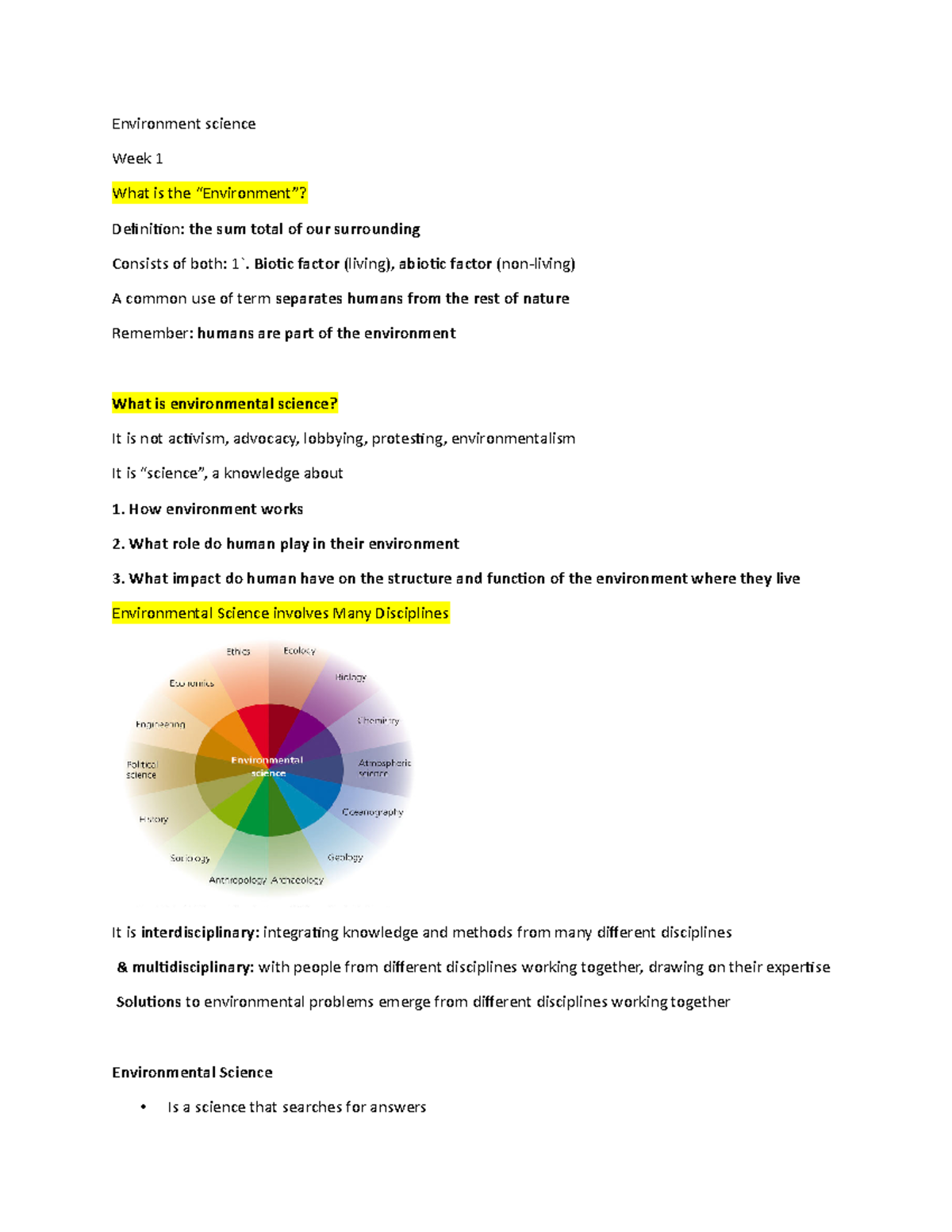 Environment science week 1 Environment science week 1 - Environment ...