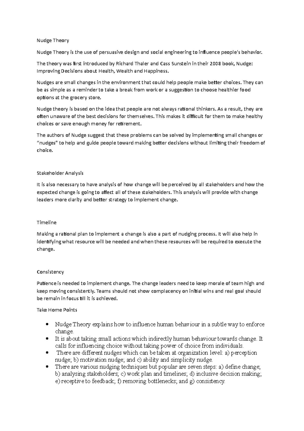 Nudge Theory in change management - Nudge Theory Nudge Theory is the ...