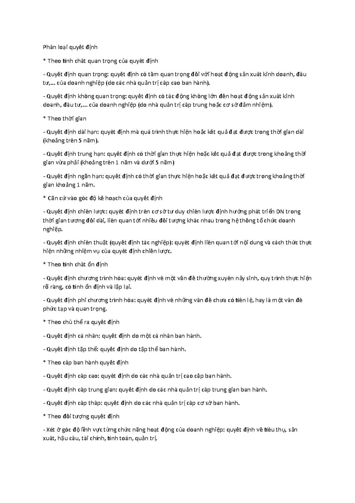 Phân loại quyết định - Kỹ năng phân tích - Phân lo i quyếết đ nhạ ị Theo tnh châết quan tr ng c ...