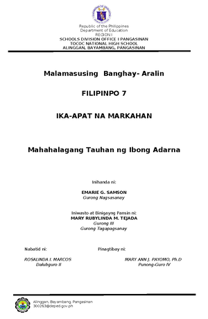 Masusing banghay aralin - MASUSING BANGHAY- ARALIN SA FILIPINO ...