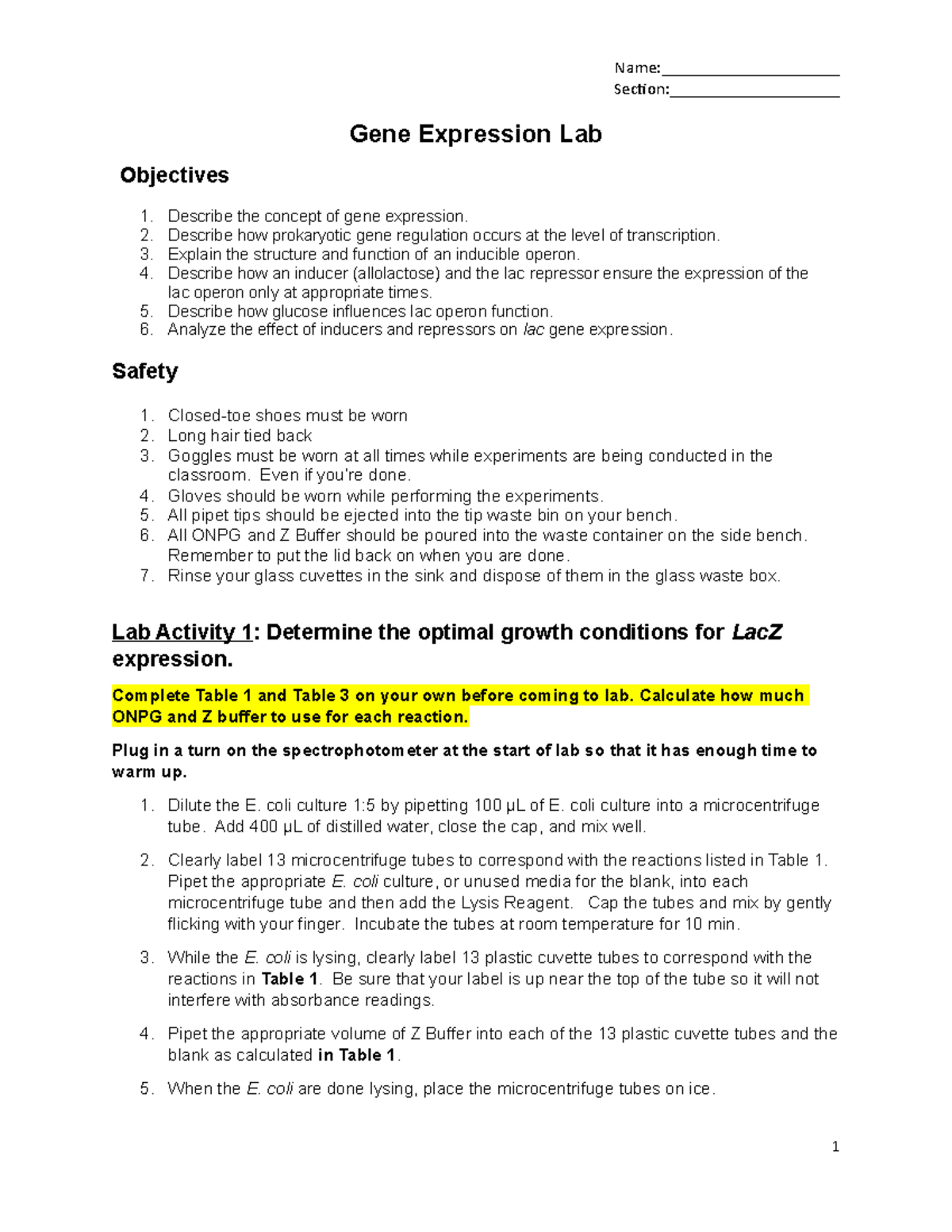 Gene Expression Lab Protocoland Datasheet v3 1ml - Section ...