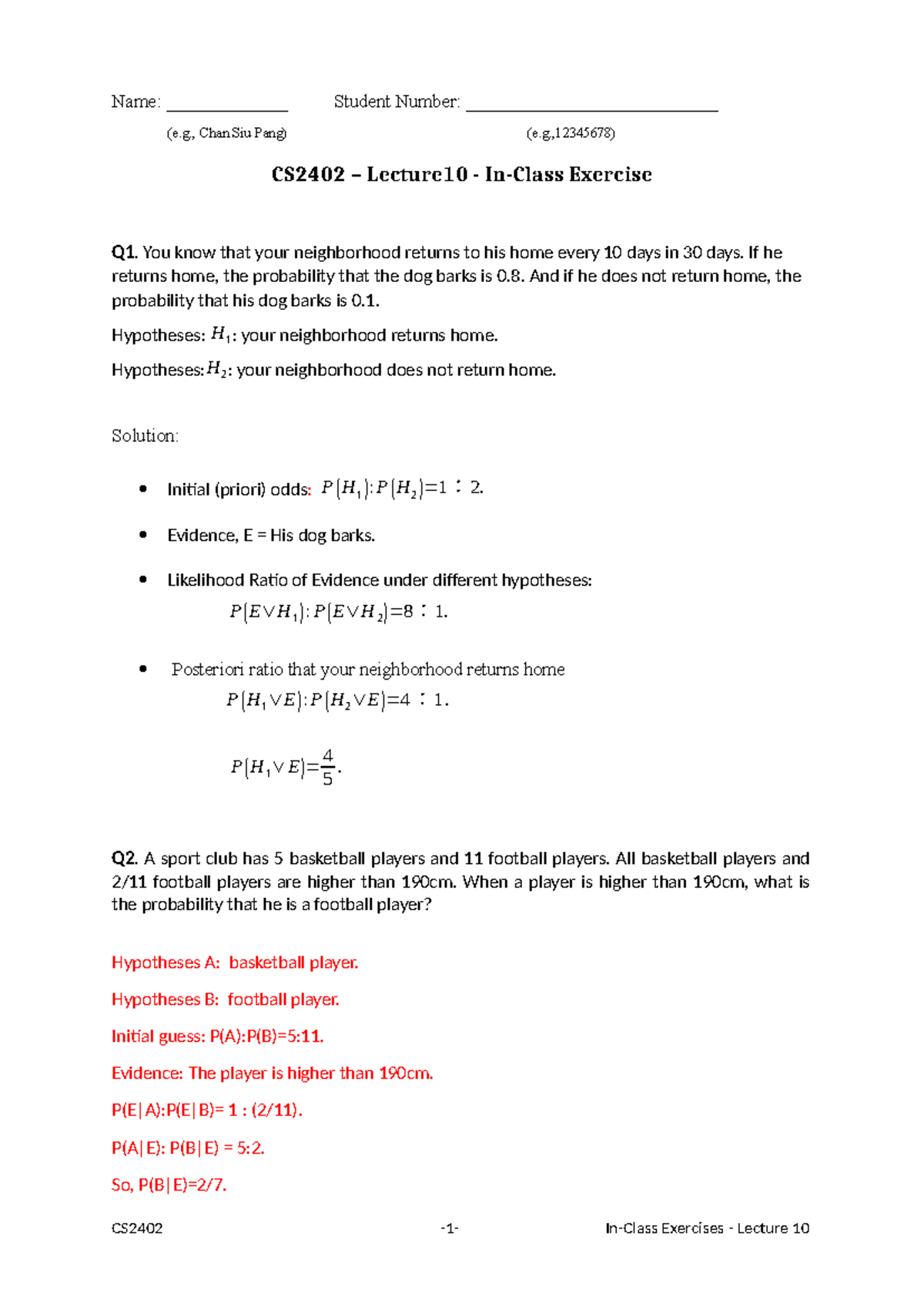 Ex-L10-Solution - in class exercise - Name: _____________ Student ...