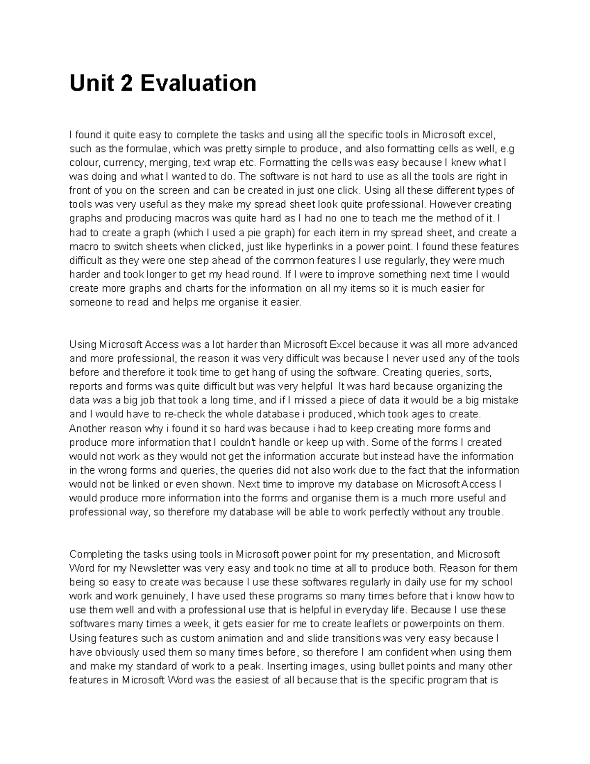 ICT Unit 2 Evaluation - Summary Classical Literature - Unit 2 ...