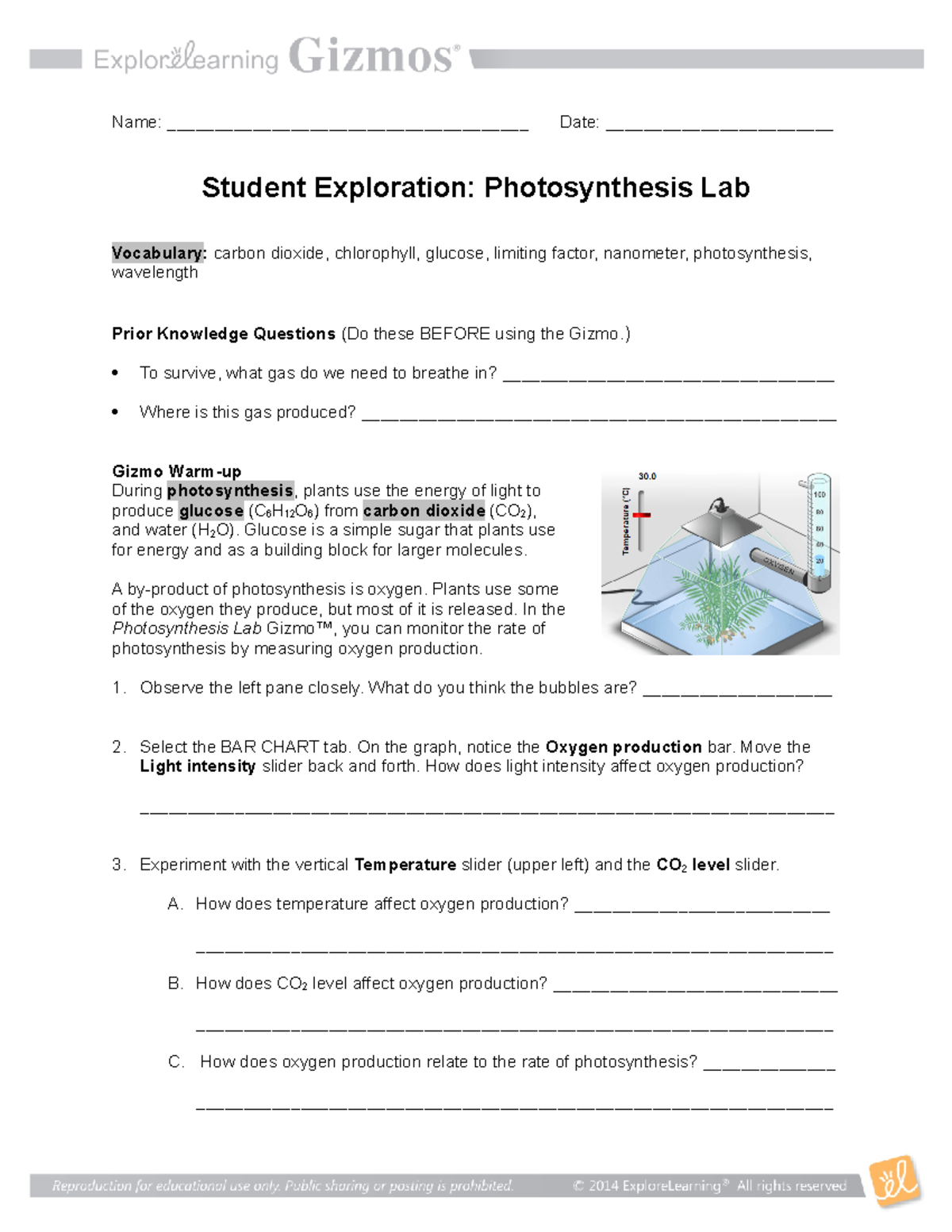 2.7.6 Photosynthesis Virtual Lab - Name ...