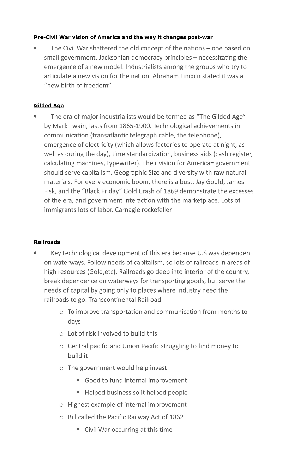 History Study Guide 1 - tyler - War vision of America and the way it ...