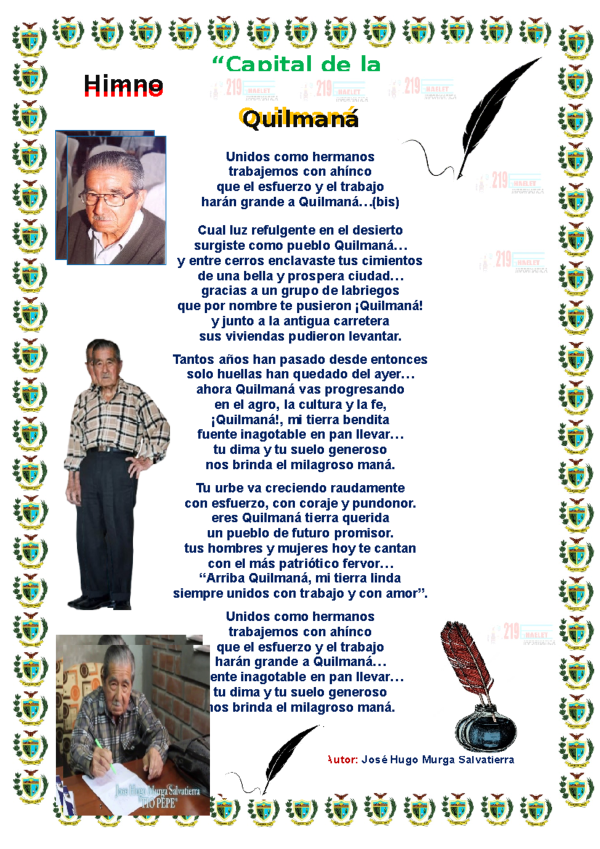 Himno Quilmaná - Unidos como hermanos trabajemos con ahínco que el ...