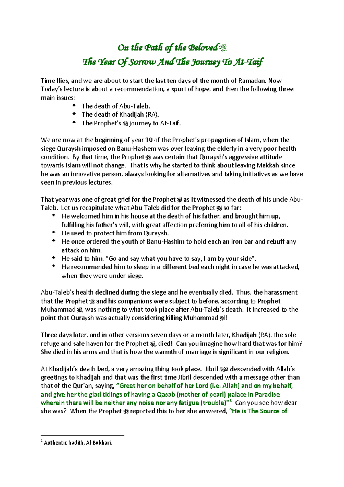 SOR - Islam notes - On the Path of the Beloved The Year Of Sorrow And ...