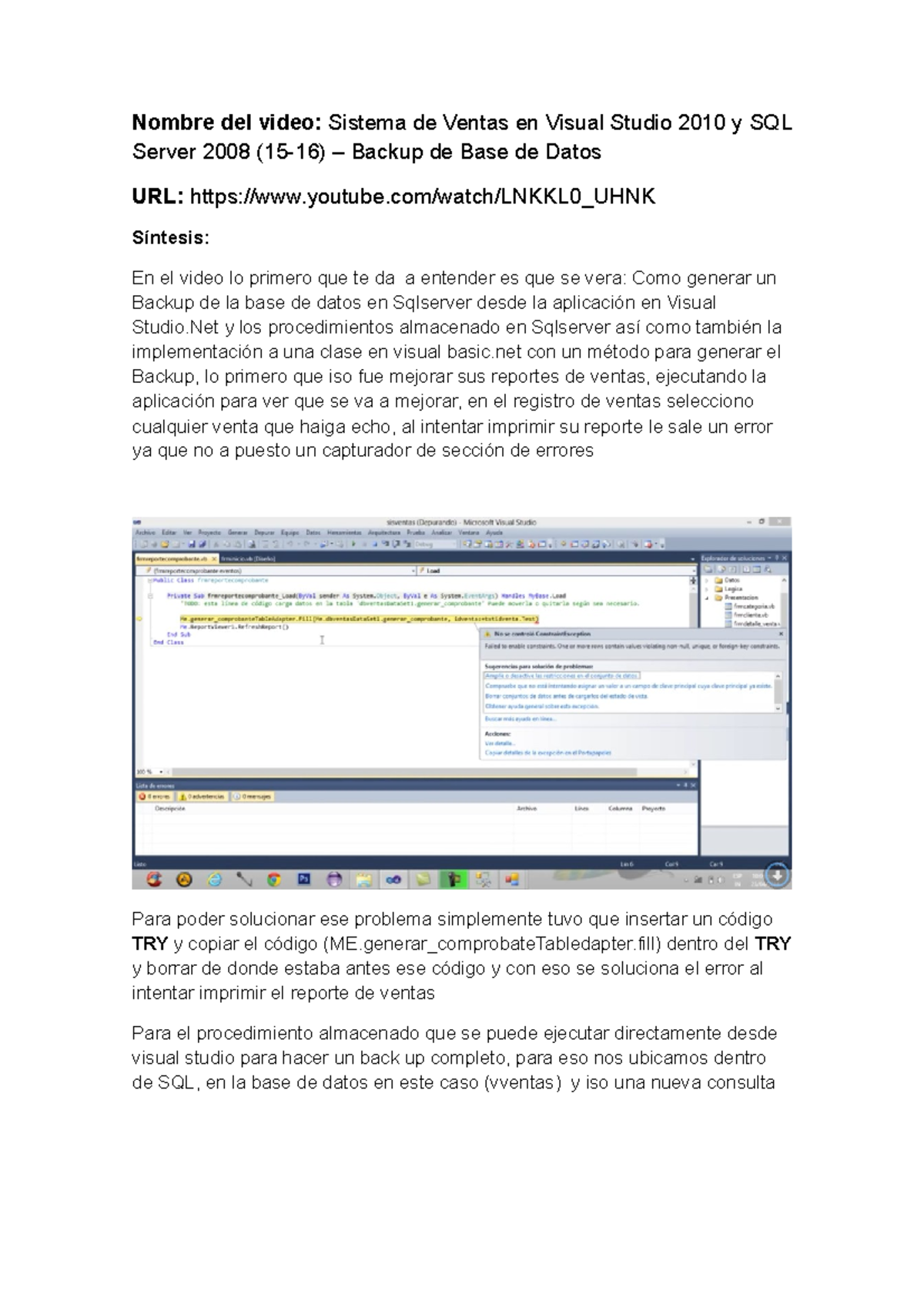 PIA DE Programacion - Nombre del video: Sistema de Ventas en Visual Studio 2010 y SQL Server ...