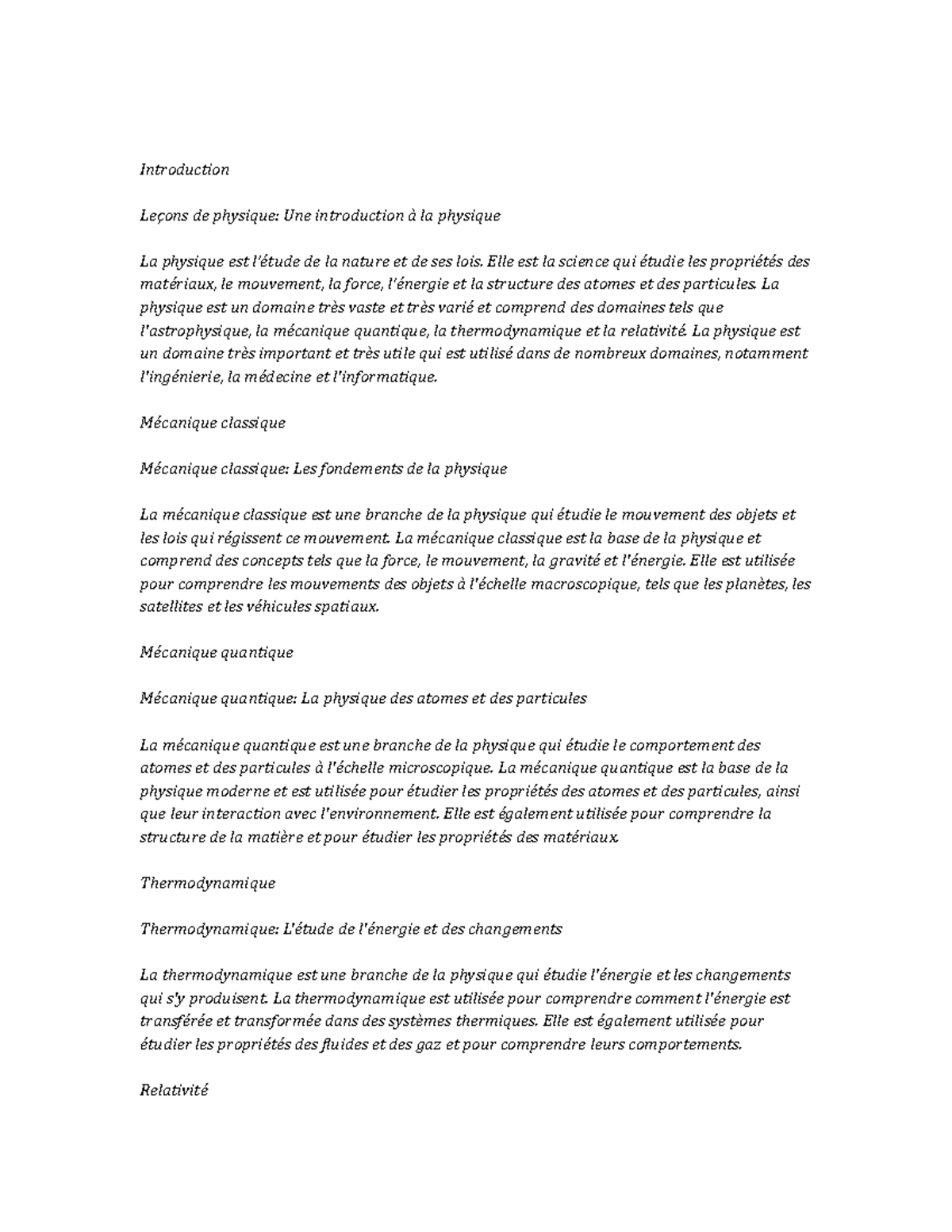 Physics note study - Introduction Leçons de physique: Une introduction ...