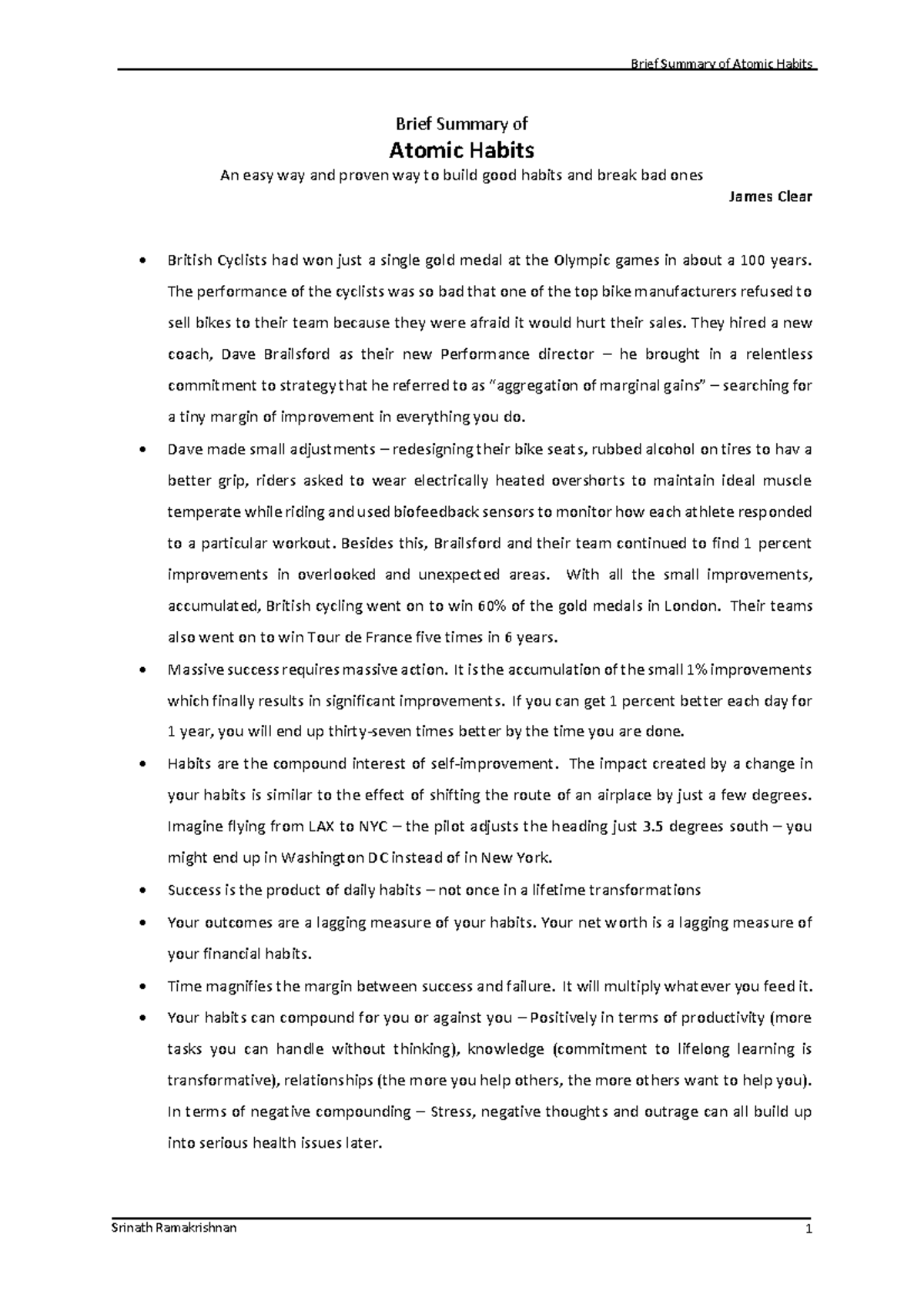 Brief summary of atomic habits - Brief Summary of Atomic Habits An easy ...