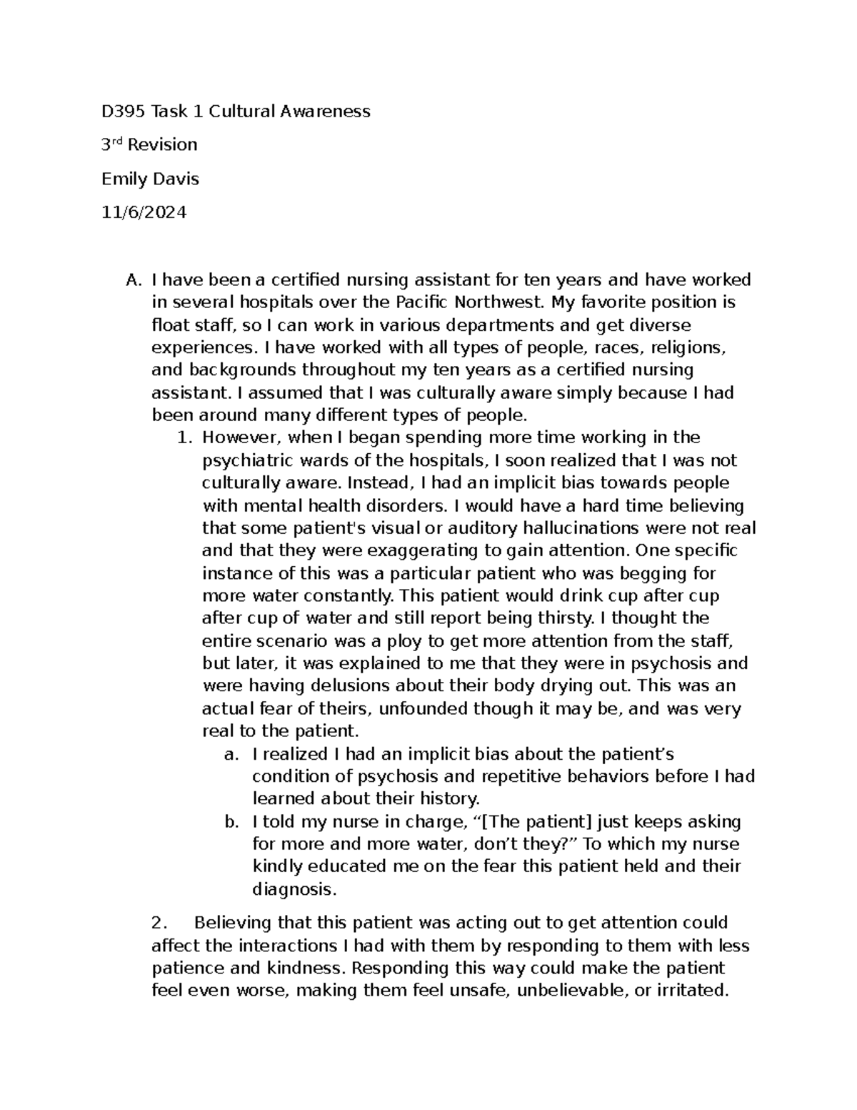 D395 Task 1 Cultural Awareness - D395 Task 1 Cultural Awareness 3 rd ...